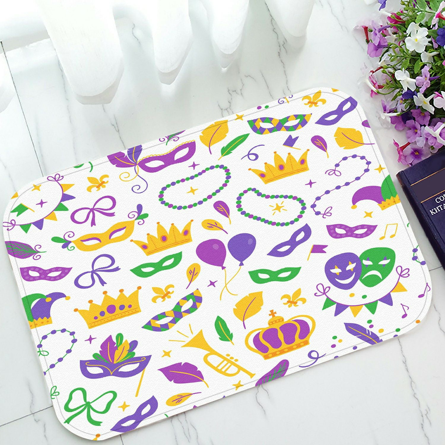 ECZJNT Mardi Gras balloon confetti fleur de lis trumpet ribbon feathers ...