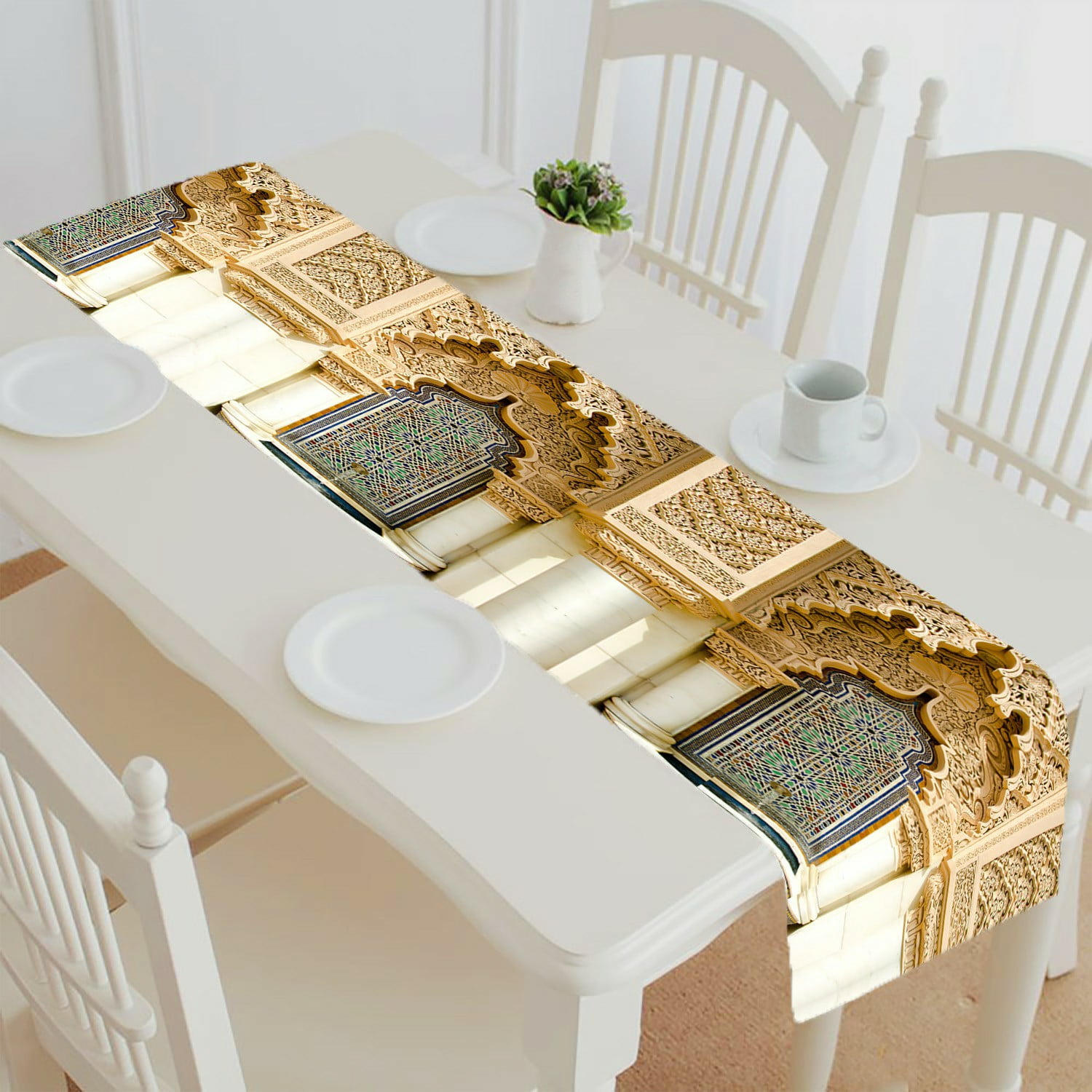 ECZJNT Moroccan Architecture Design table runner table cloth tea table ...