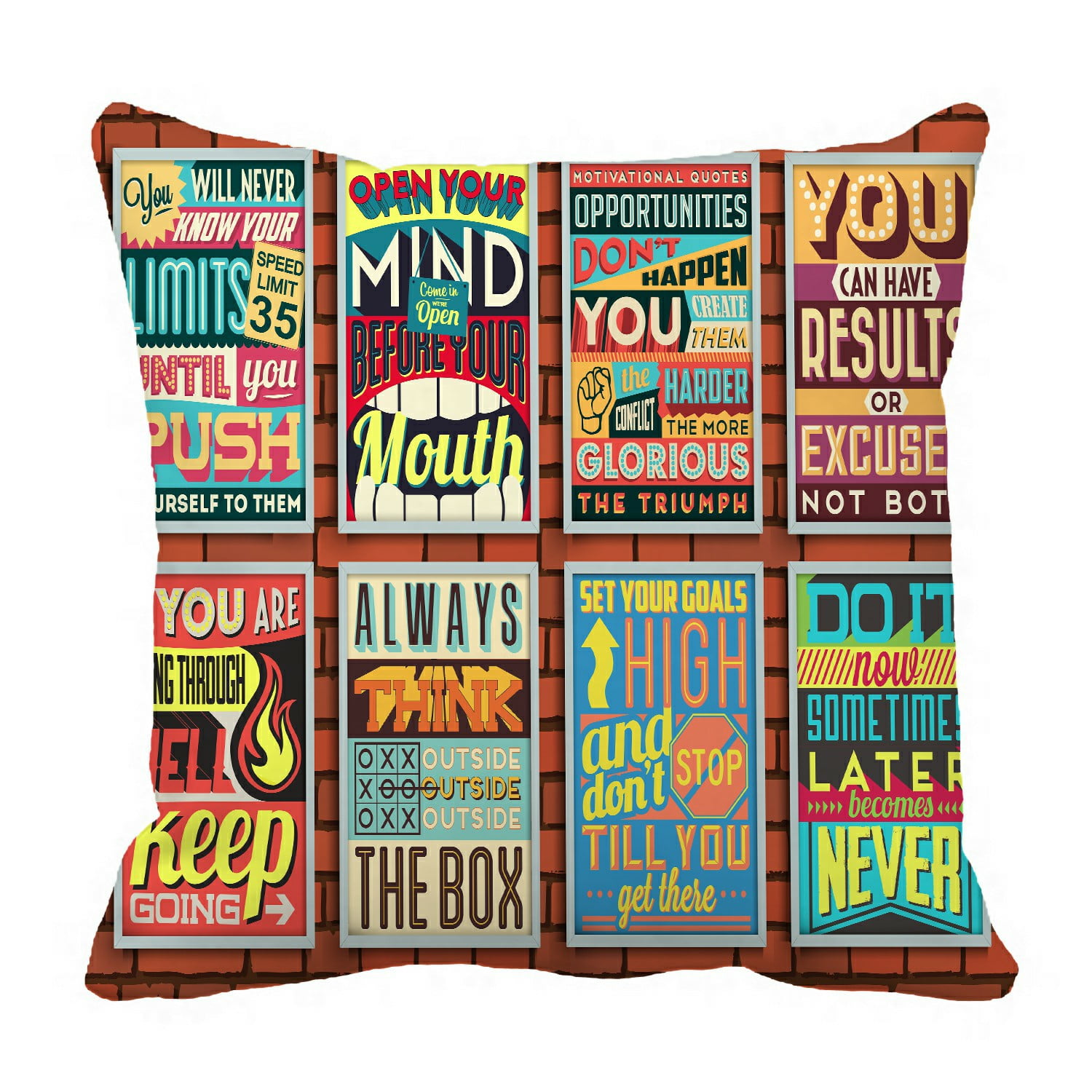 ECZJNT Motivational Quotes Calligraphic Typographic Elements Pillow ...