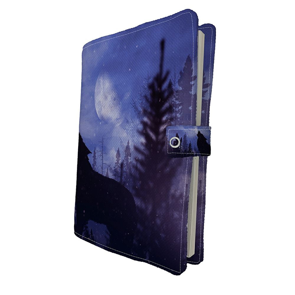 ECZJNT Mountain Landscape Snow Moon Howling Alpha Wolf Book Cover Book ...