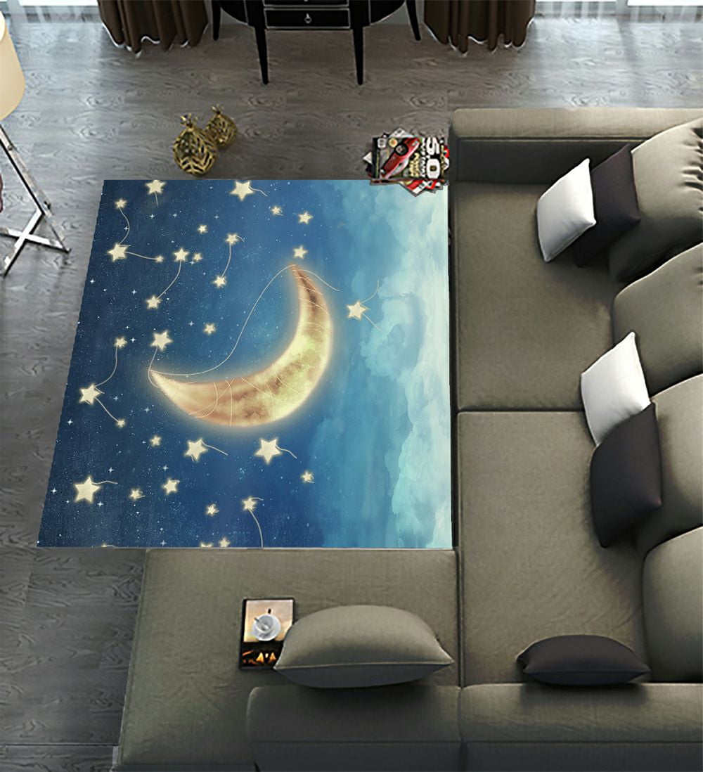 ECZJNT Night Sky With Fantastic Moon Area Rugs 4 x 6ft Floor Carpet Mat ...