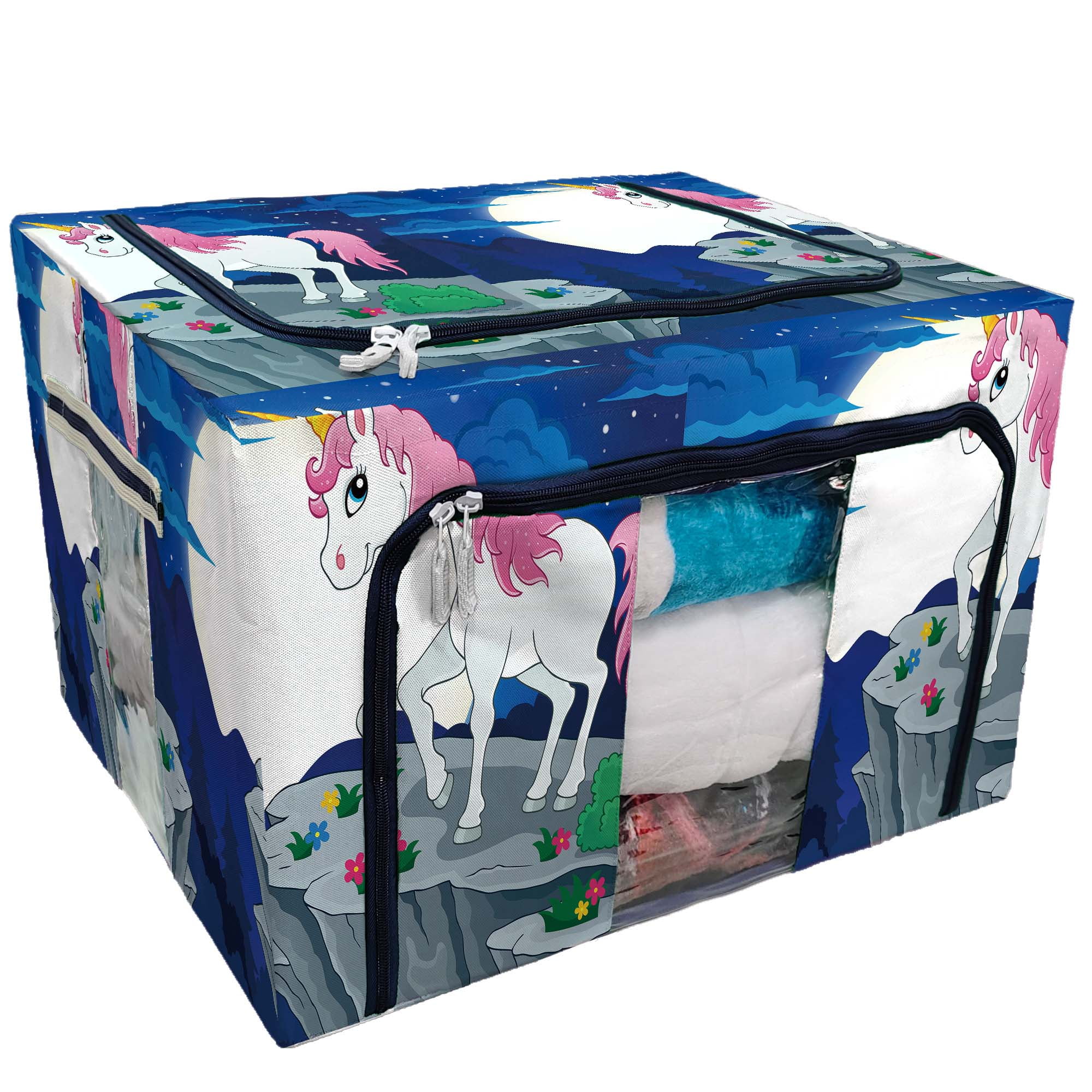 ECZJNT Night scenery unicorn Storage Bag Clear Window Storage Bins ...