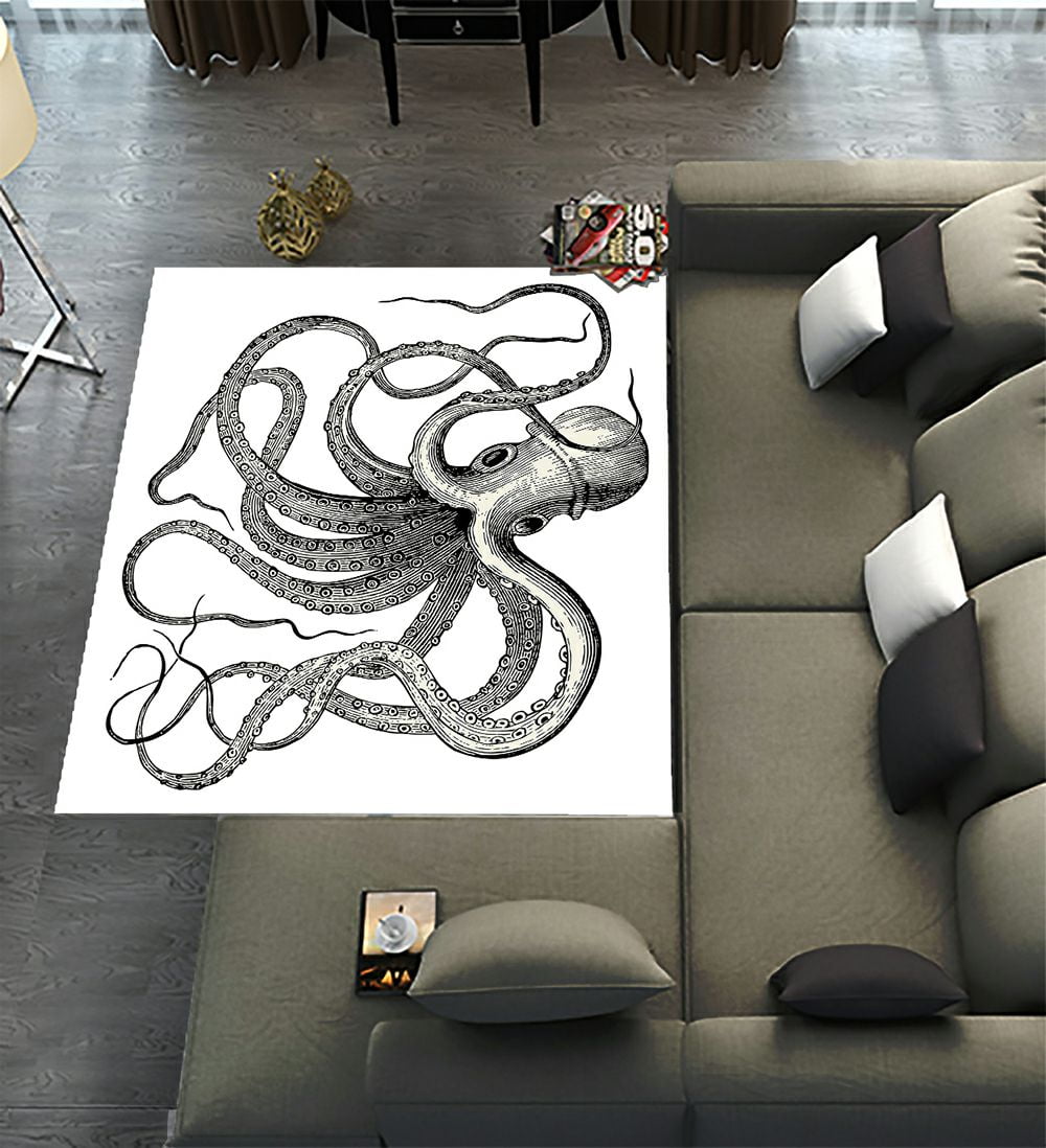 ECZJNT Octopus Vulgaris Area Rugs 2 x 3ft Floor Carpet Mat for Living ...