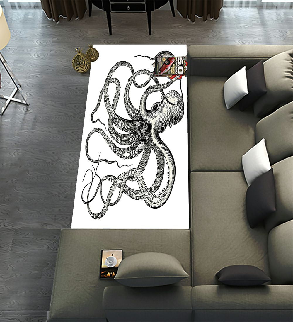 ECZJNT Octopus Vulgaris Runner Rug 2 x 10ft Long Area Rug Carpet for ...