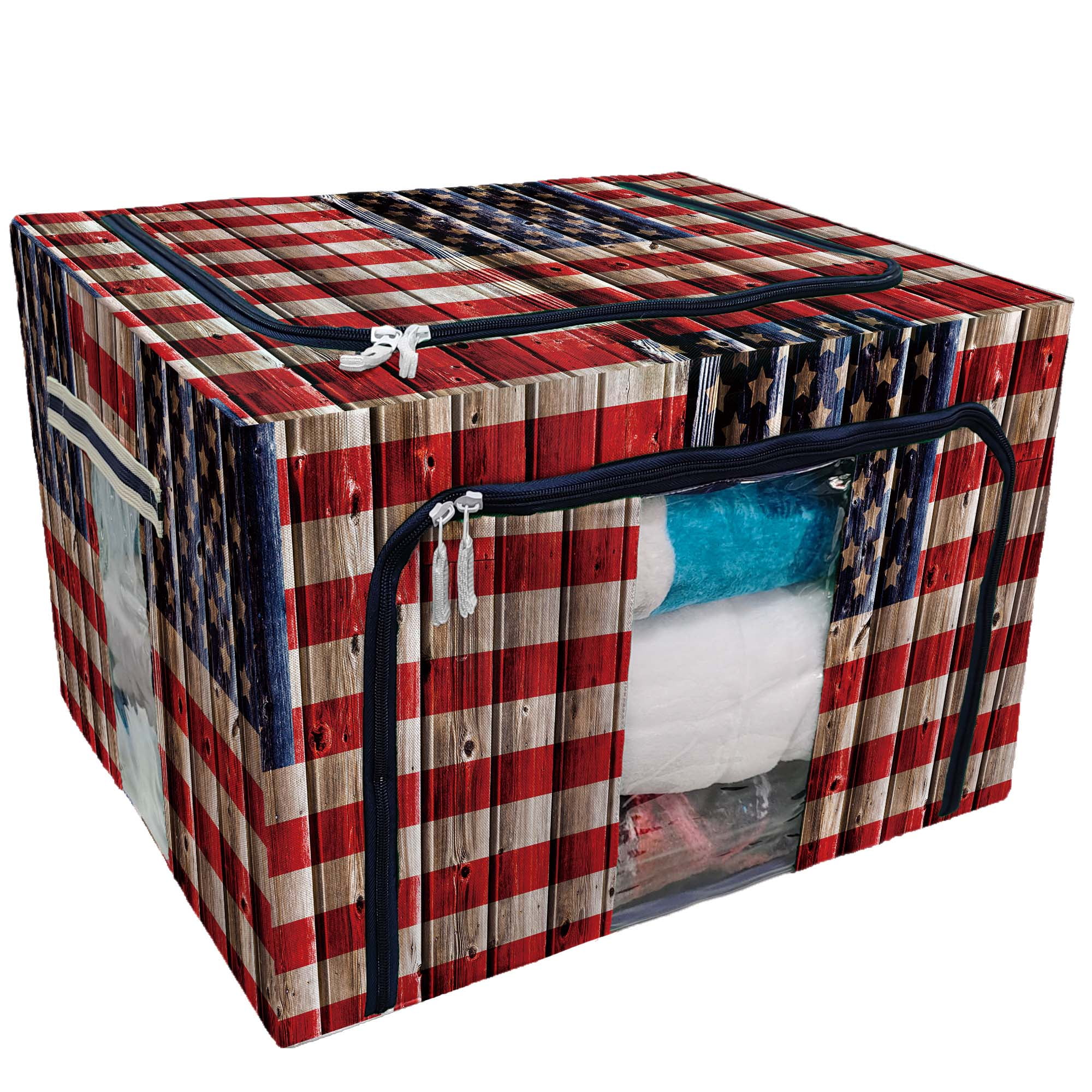 ECZJNT Old Painted American Flag on Dark Wooden Fence Storage Bag Clear ...