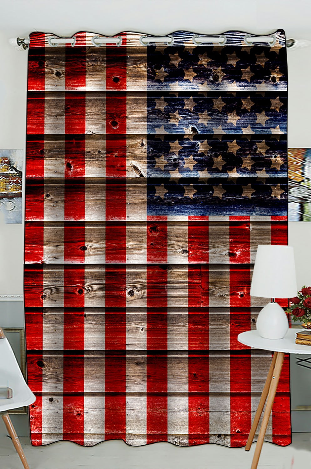 ECZJNT Old Painted American Flag on Dark Wooden Fence Blackout Window ...