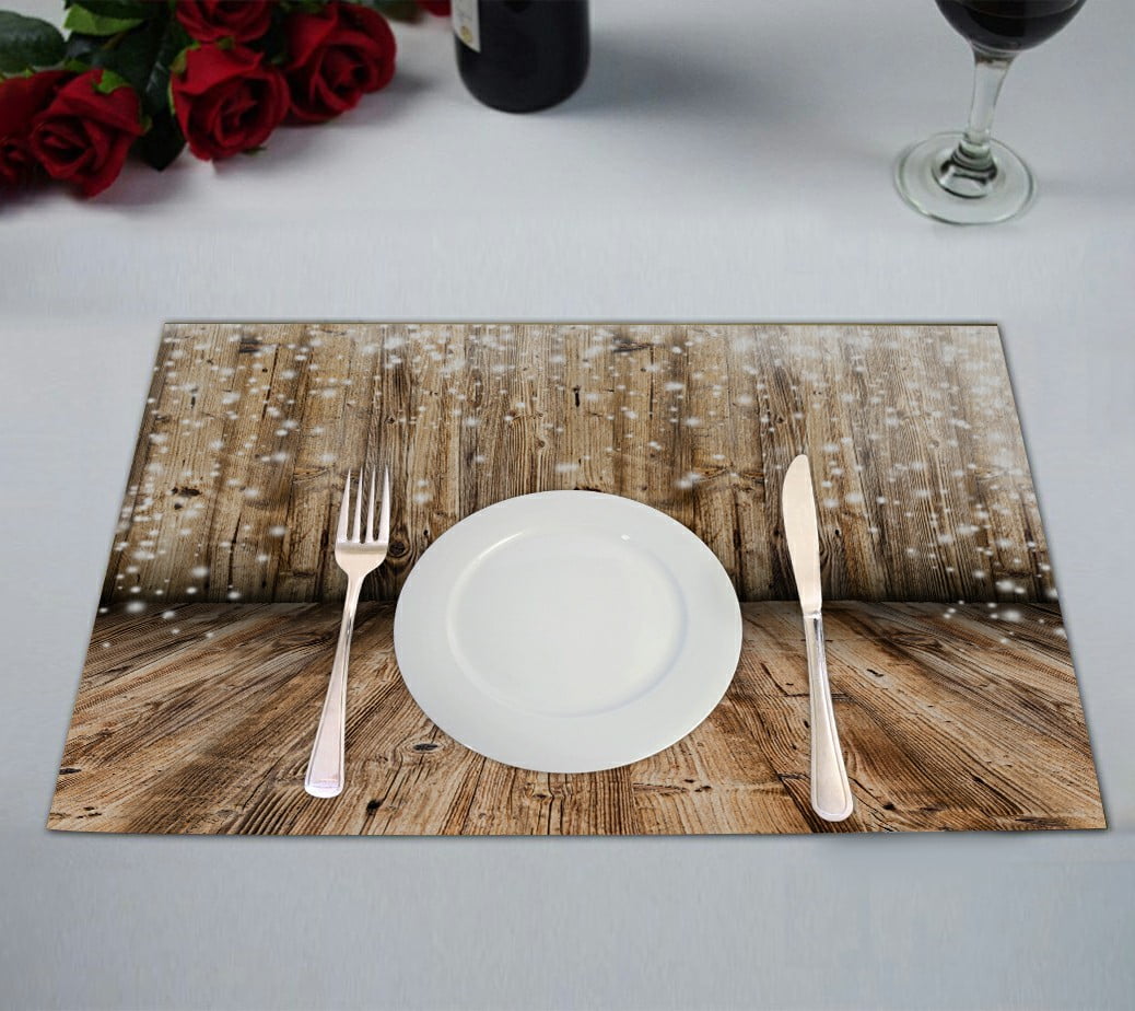 ECZJNT Old Wood Texture Vintage Placemat Table Mat Cup Mat 12x18 inch ...