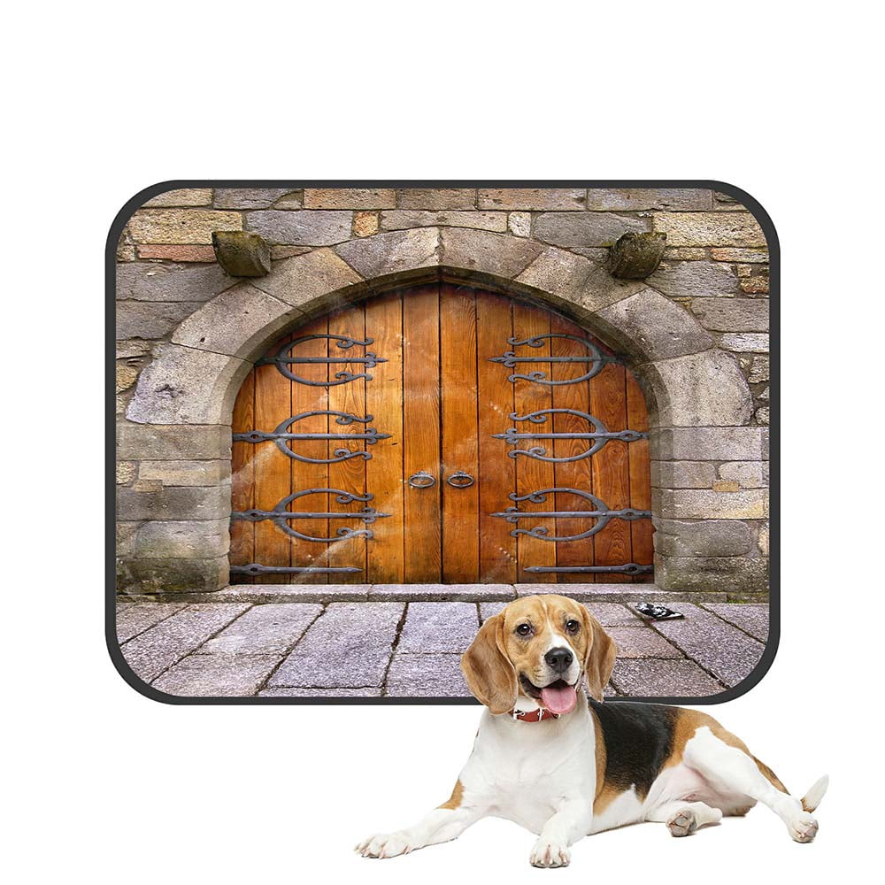 ECZJNT Old Wooden Door Iron Ornaments Medieval Castle Pet Dog Cat Bed ...