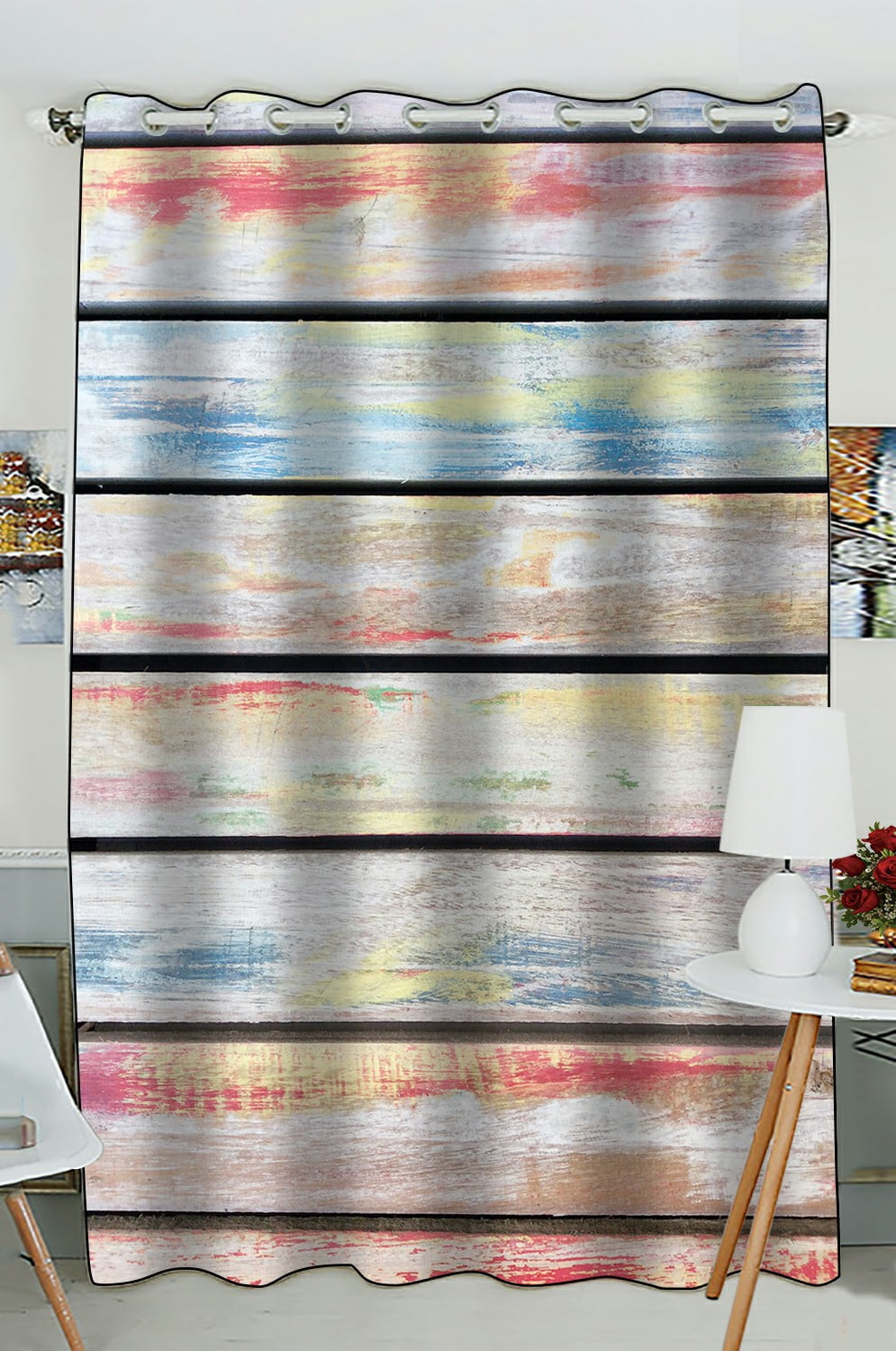 ECZJNT Old shabby paint wood Blackout Window Curtain Drapery Panels ...
