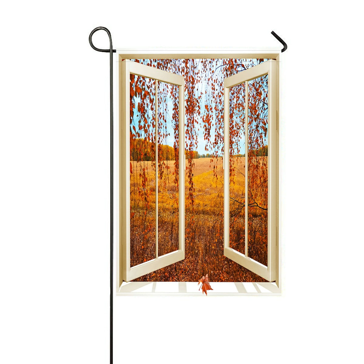 ECZJNT Open window overlooking the autumn forest Garden Flag Outdoor ...