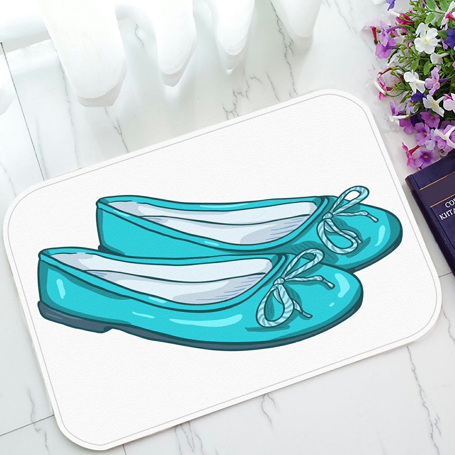 ECZJNT Pair of Turquoise Women Ballet Flats Welcome Doormat Bath Mat ...