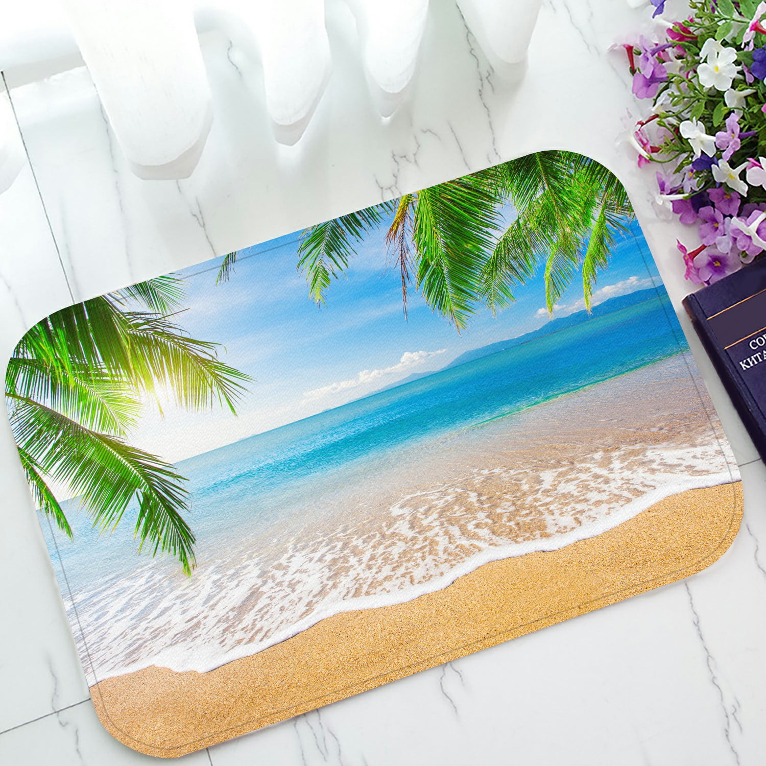 ECZJNT Palm and tropical beach Doormat Bath Mat Rug Entrance Rug Floor ...