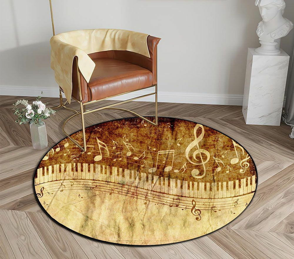 ECZJNT Piano Keys Musical Notes Grunge Round Area Rugs Diameter 3 x 3ft ...