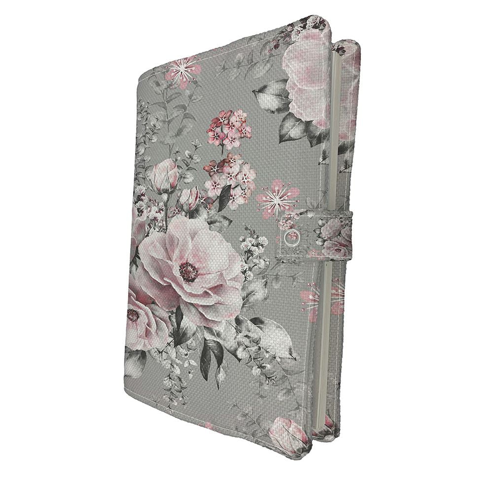 ECZJNT Pink Flowers And Leaves On Gray Book Cover Book Protector Book ...