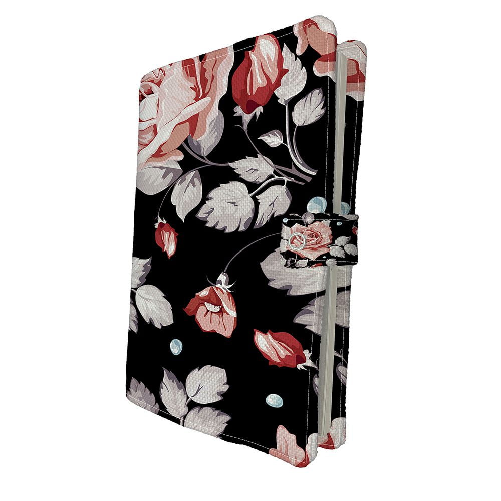 ECZJNT Pink Roses On Black Floral Book Cover Book Protector Book Sleeve ...