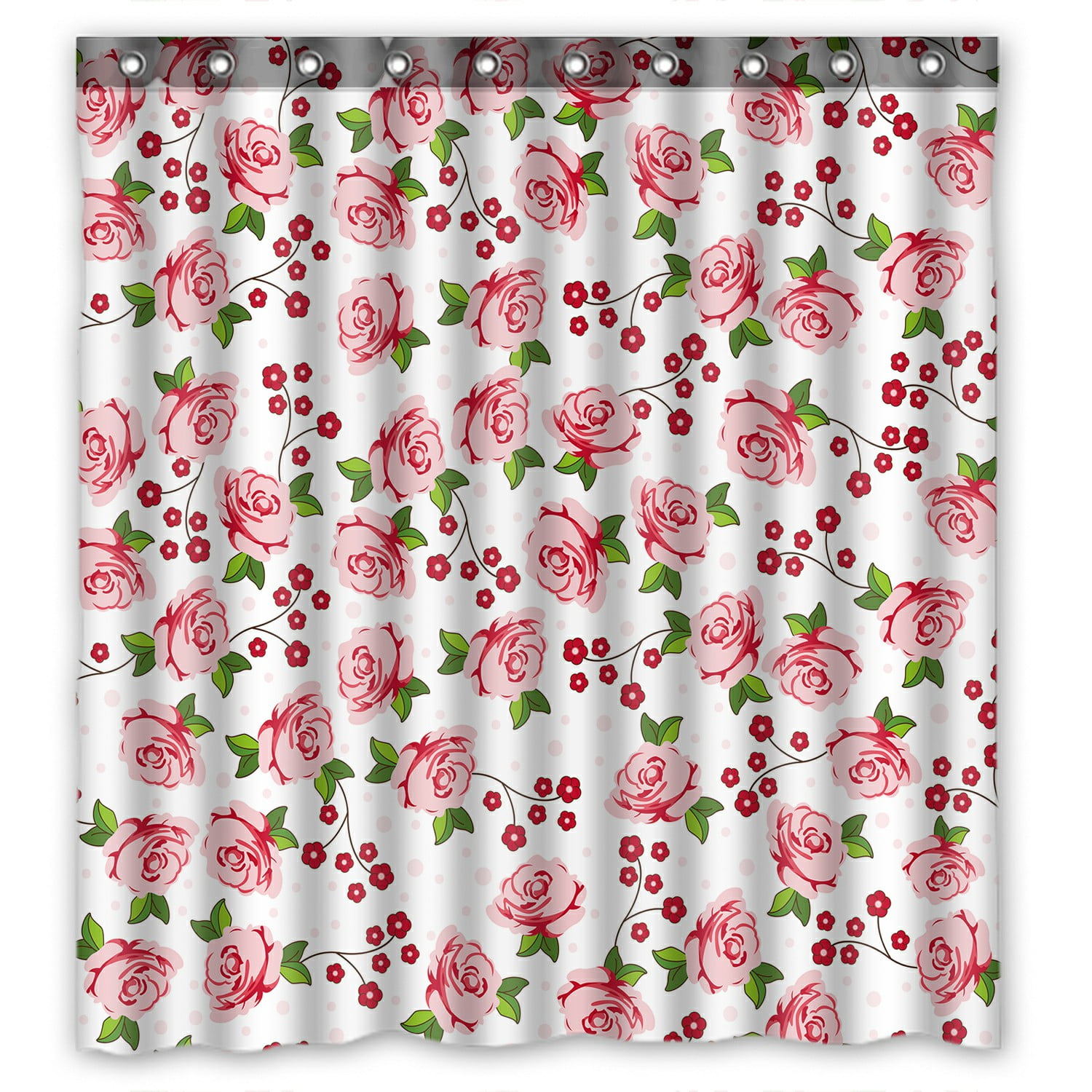 ECZJNT Pink Roses Shower Curtain And Hooks For Home Decor 66x72 Inch ...
