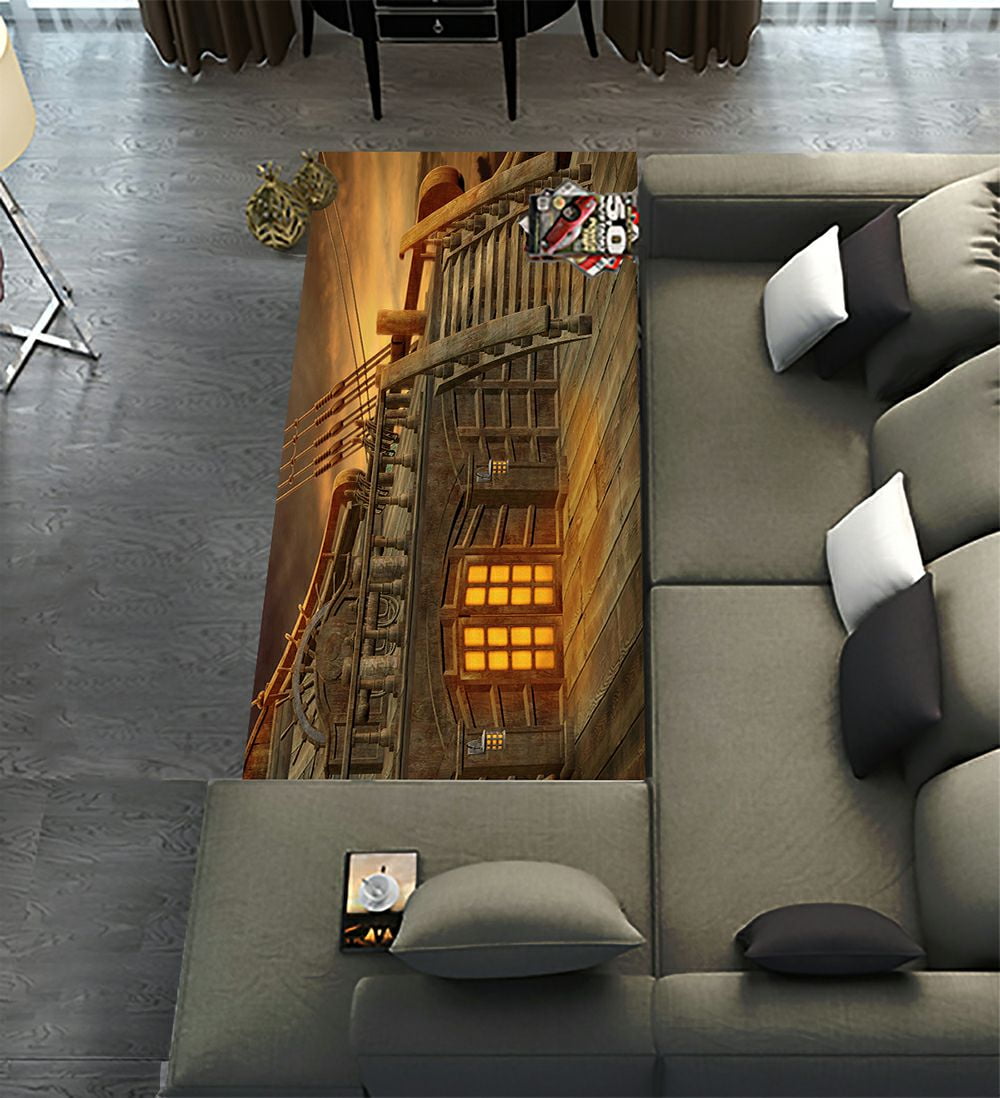 ECZJNT Pirate Ship Scenery Stairs Runner Rug 1.3 x 7ft Long Area Rug ...