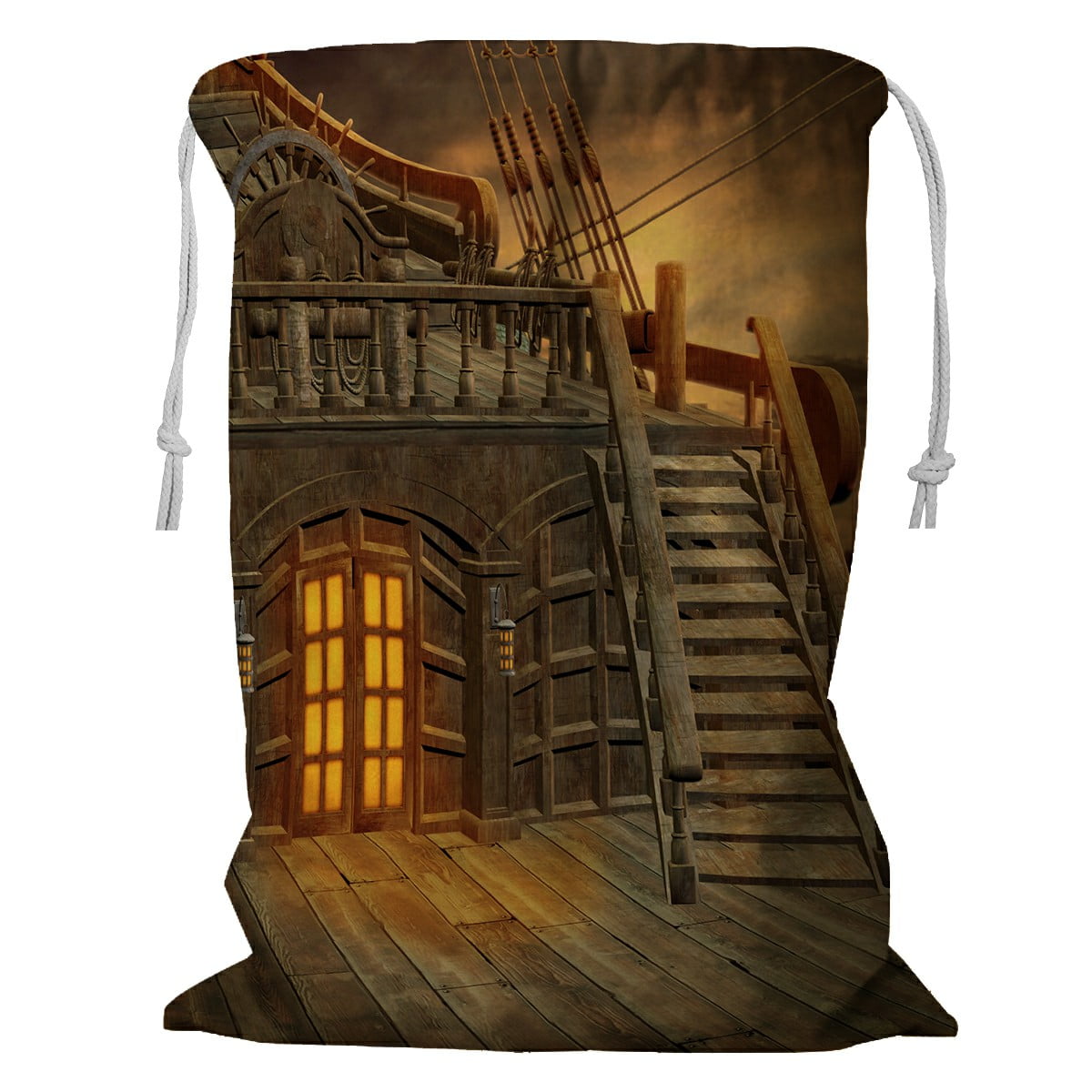 ECZJNT Pirate ship scenery stairs Storage Basket Laundry Bag with ...