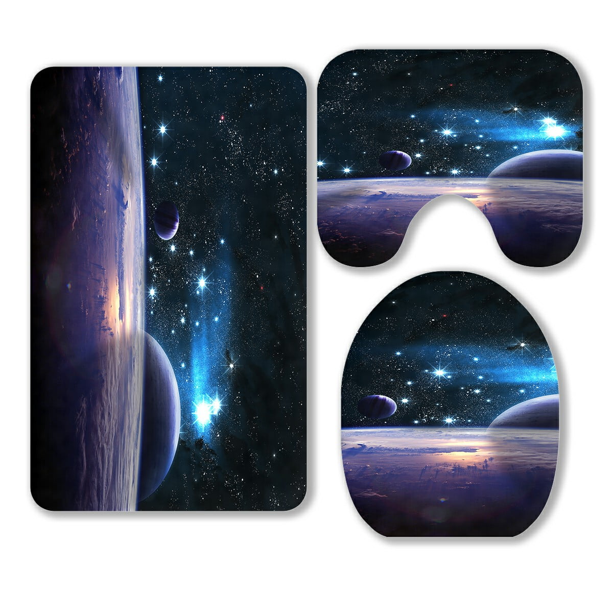 ECZJNT Planets nebulae space 3 Piece Bathroom Rugs Set Bath Rug Contour ...