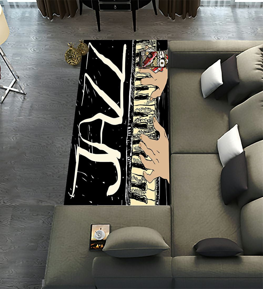 ECZJNT Playing The Jazz Piano N Runner Rug 3.3 x 10ft Long Area Rug ...