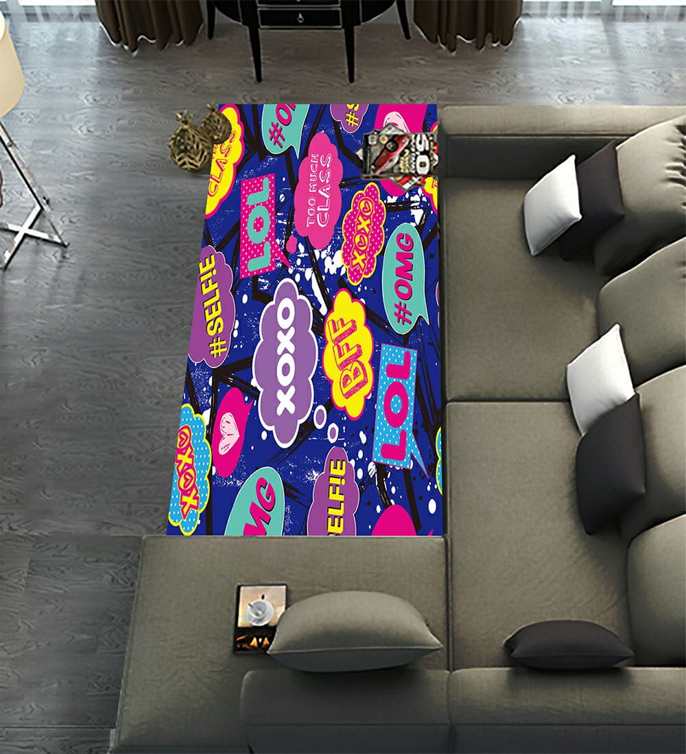 ECZJNT Pop Art Comicspeech Bubbles Runner Rug 4 x 12ft Long Area Rug ...