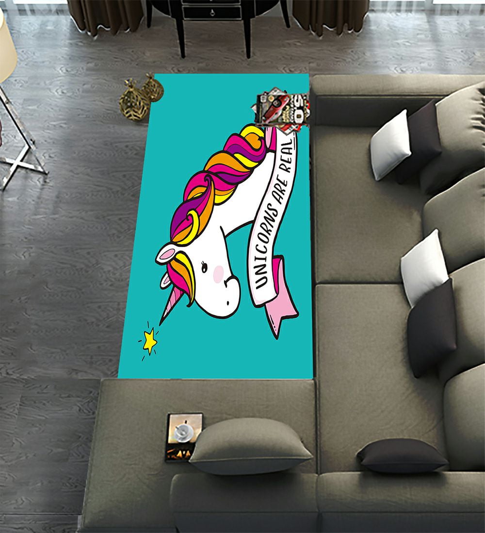 ECZJNT Quirky Cartoon Unicorns Rainbow Manes Tails Runner Rug 2.6 x ...