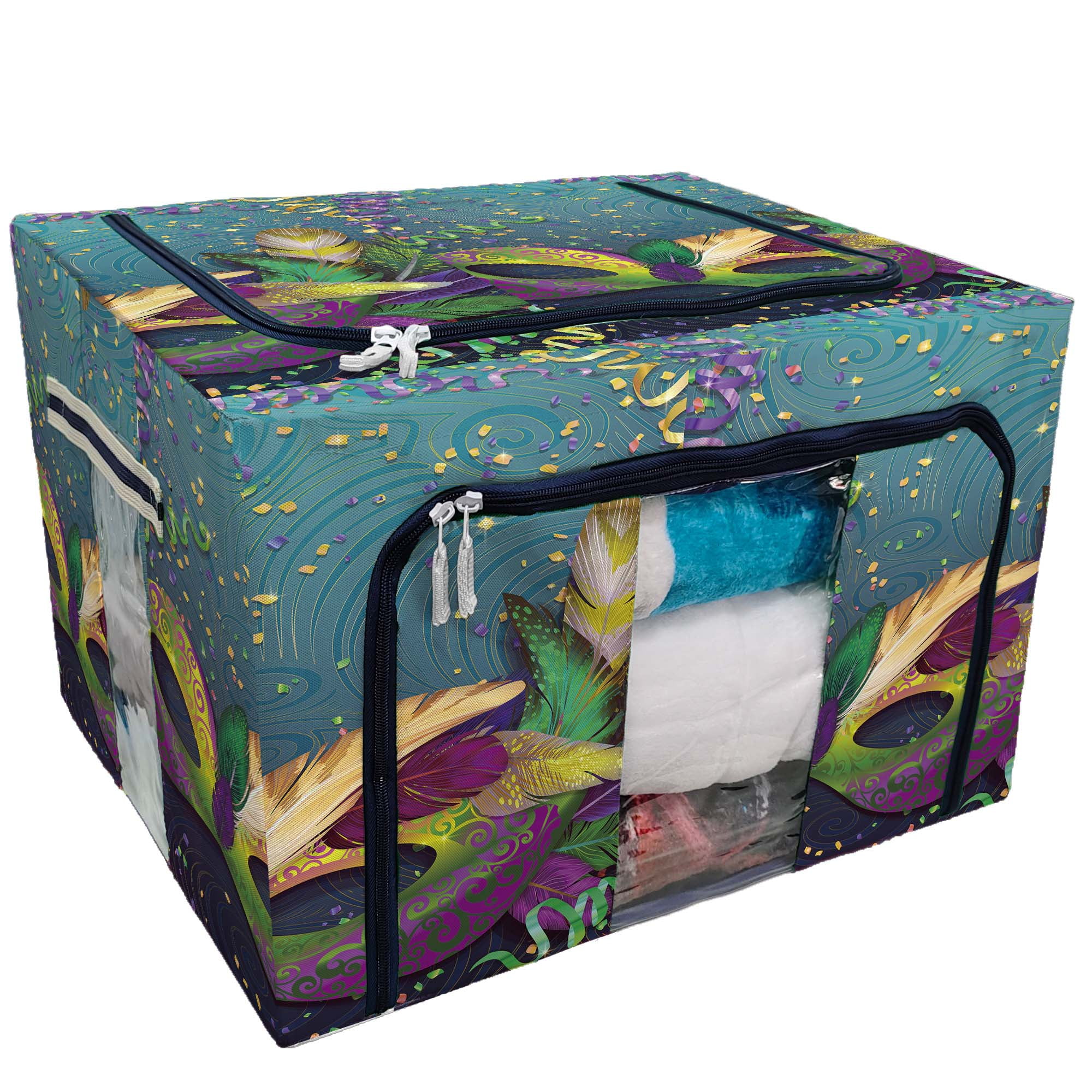 ECZJNT Realistic carnival mask feathers Storage Bag Clear Window ...