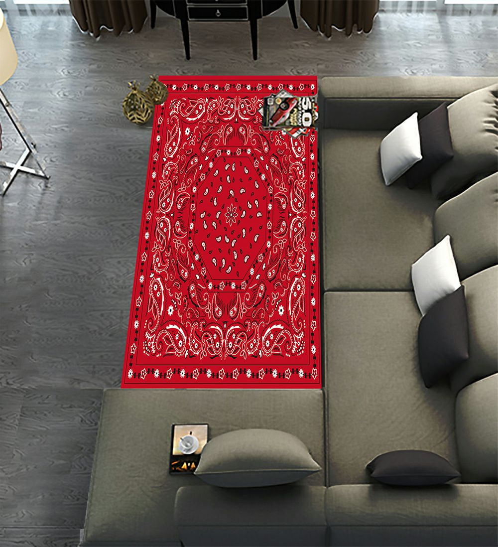 ECZJNT Red Bandana Print Runner Rug 4 x 10ft Long Area Rug Carpet for ...