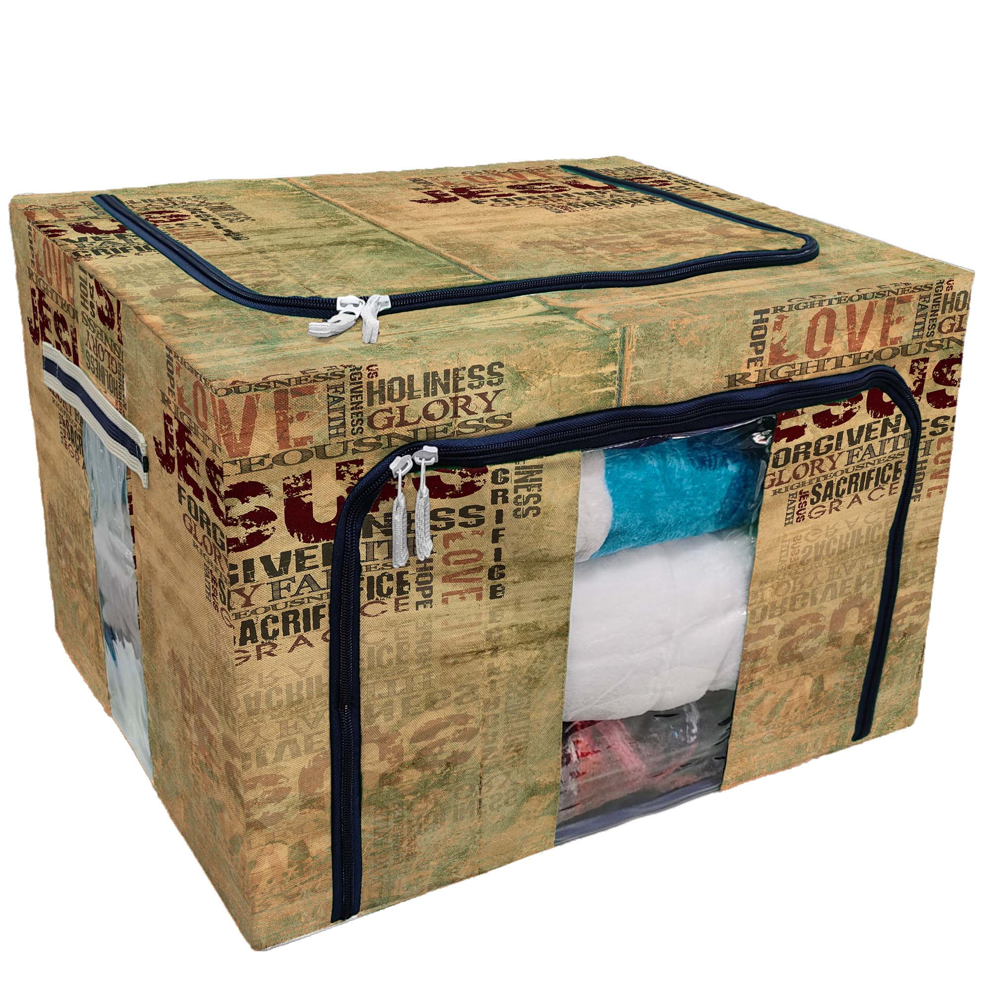 ECZJNT Religious Words on Background Storage Bag Clear Window Storage ...