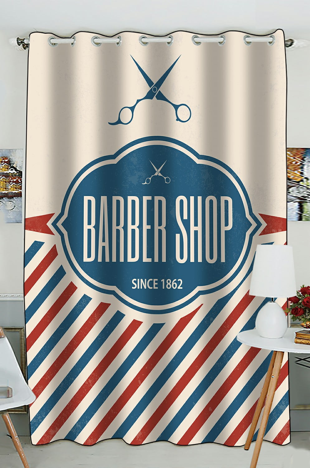ECZJNT Retro Barber Shop Blackout Window Curtain Drapery Panels 52x84 ...