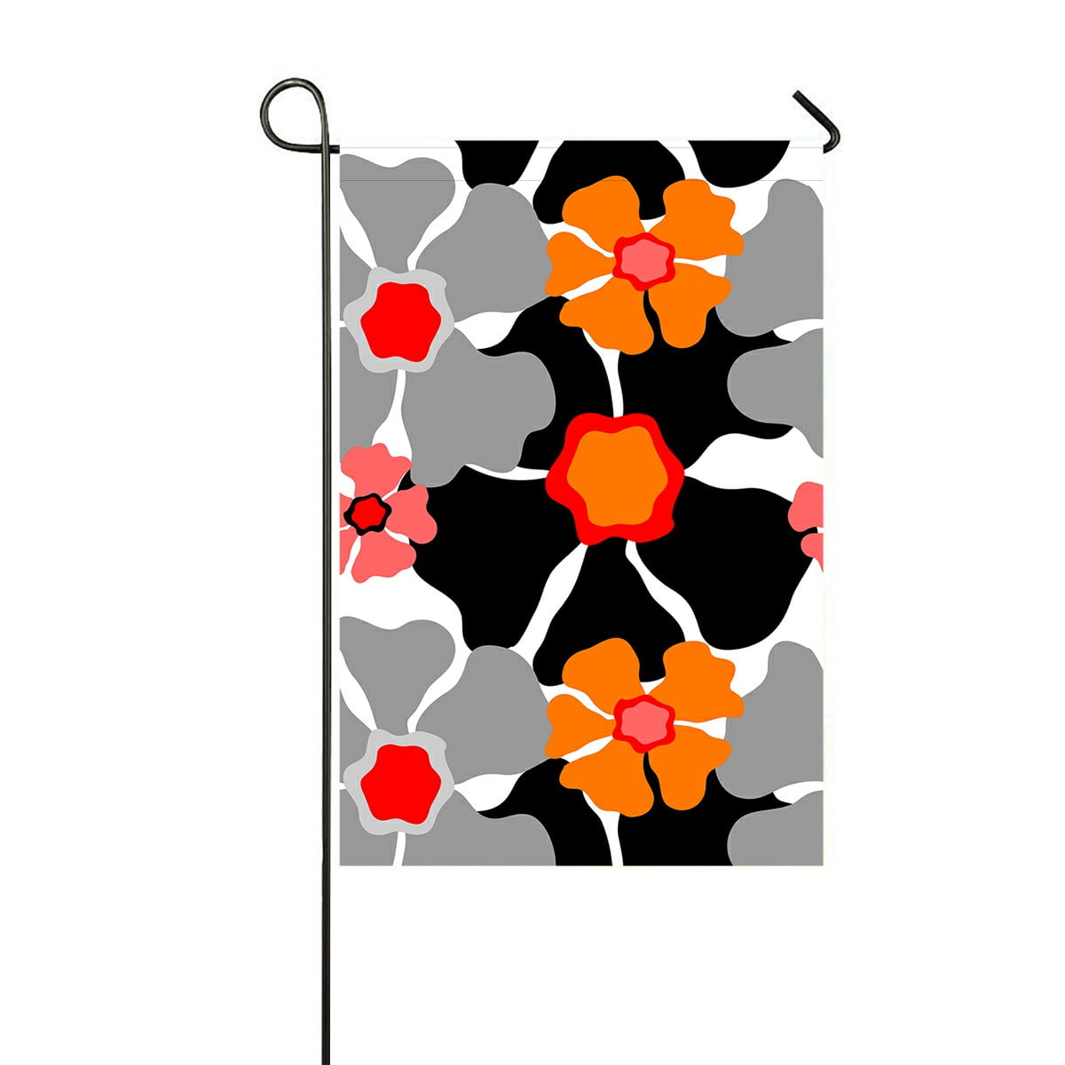 ECZJNT Retro Floral 1960S Grey Red Pink Orange Black White Garden Flag ...