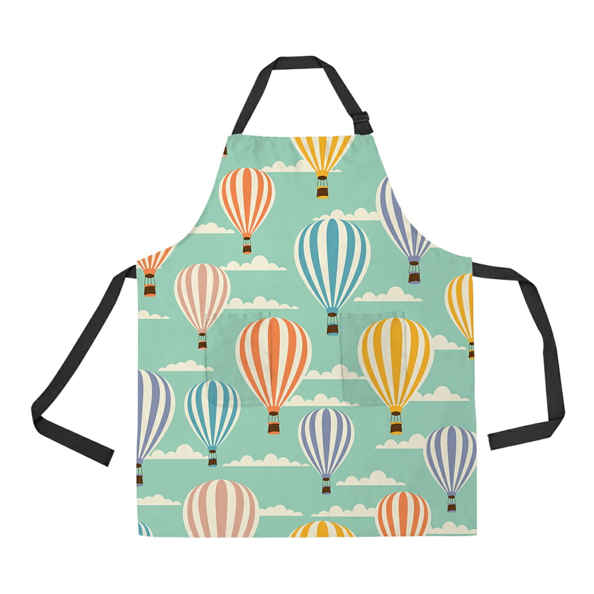 ECZJNT Retro travel pattern of balloons Adjustable Bib Kitchen Apron ...