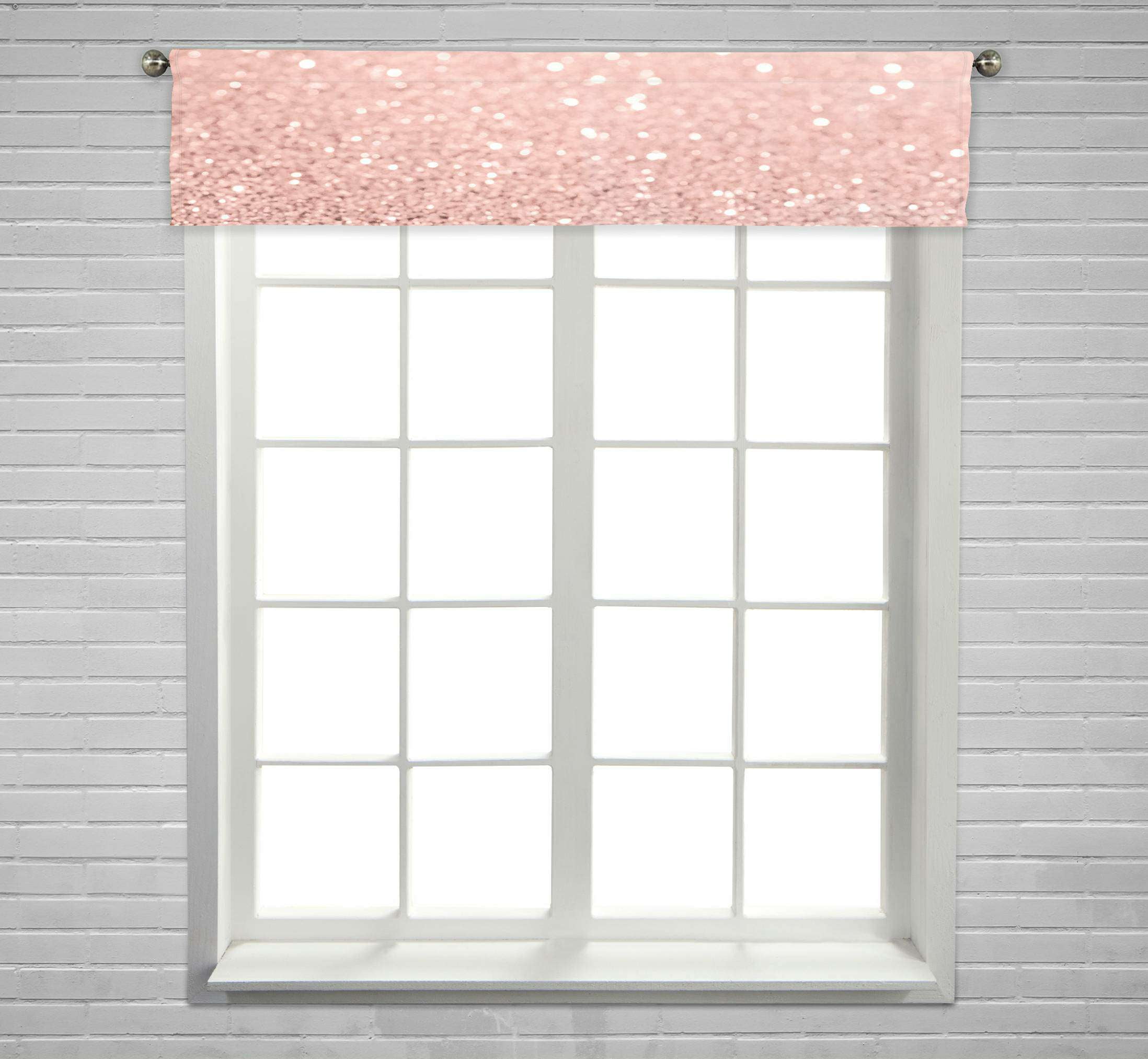 ECZJNT Rose Gold Glitter Bokeh Window Curtain Valance Rod Pocket Size ...