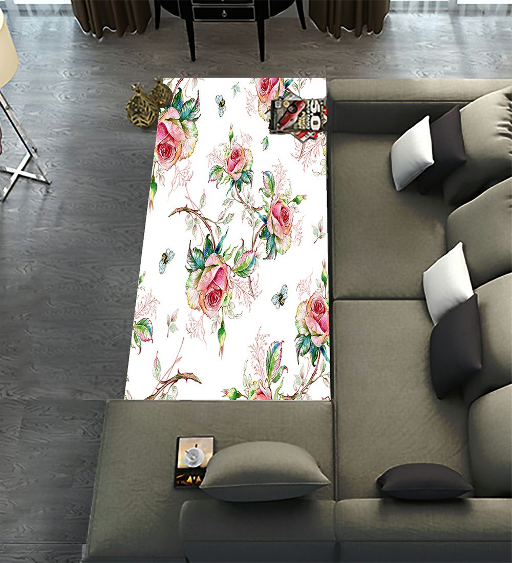 ECZJNT Rose Pattern Bumble Bee Runner Rug 2 x 10ft Long Area Rug Carpet ...