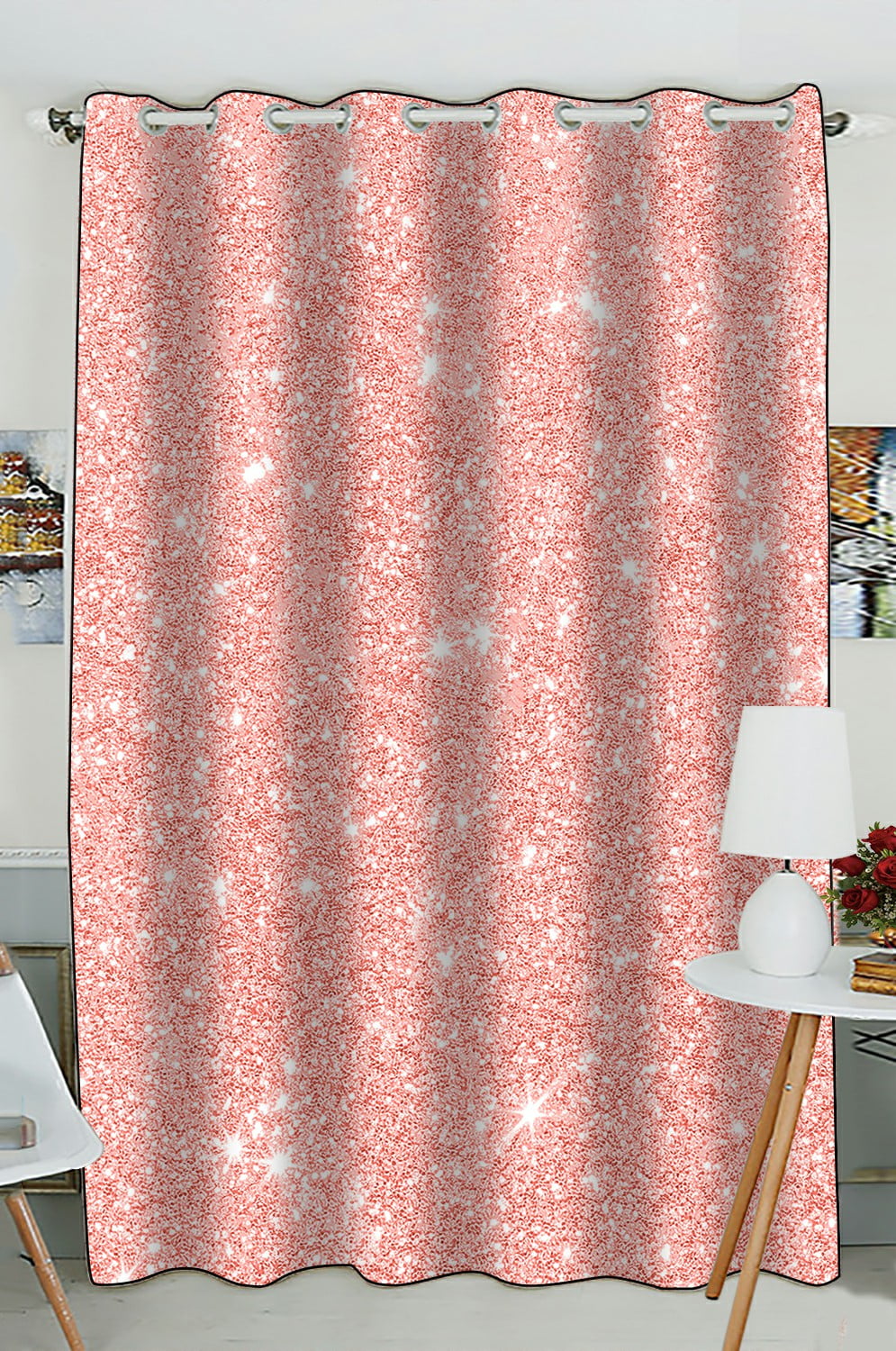 ECZJNT Rose gold glitter texture pink red sparkling shiny Blackout ...