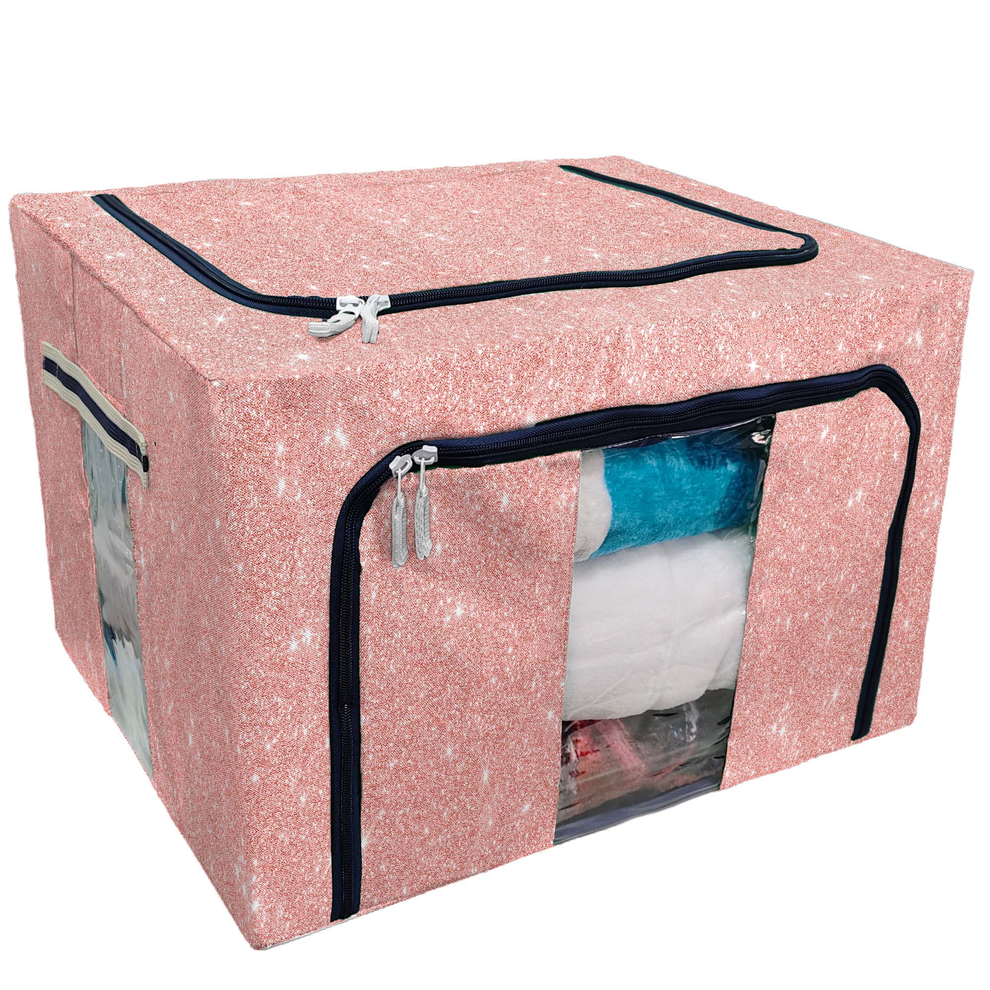 ECZJNT Rose gold glitter texture pink red sparkling shiny Storage Bag ...