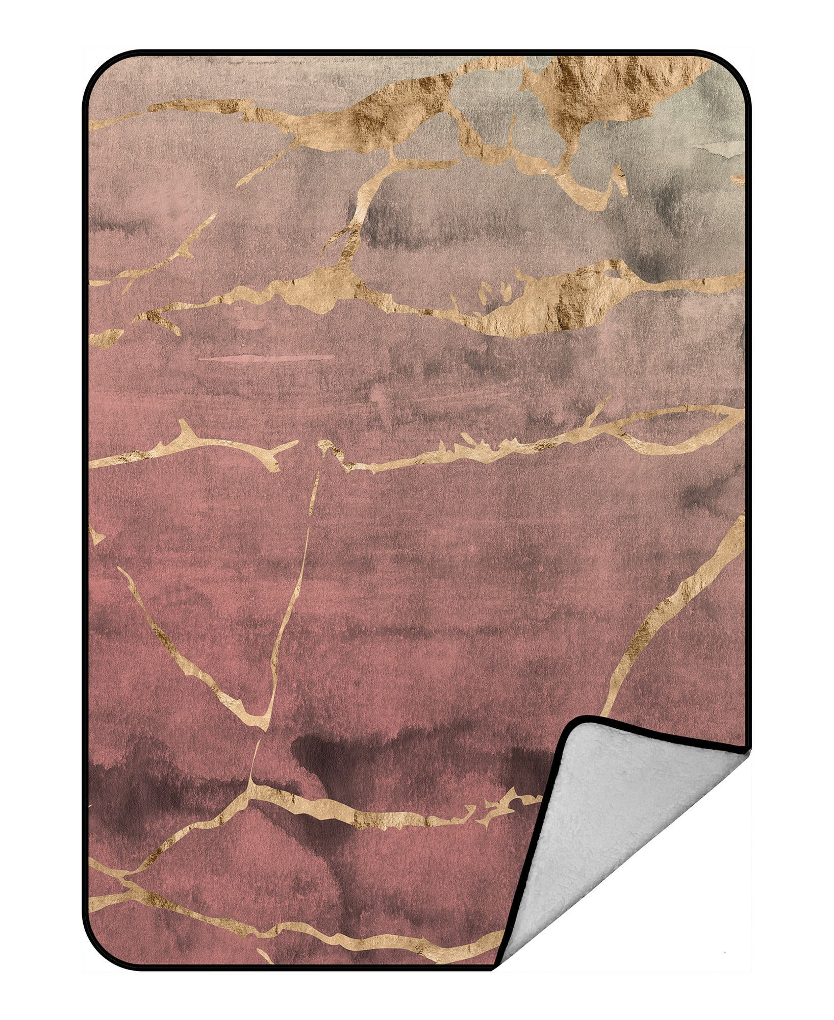 ECZJNT Rose gold metallic marble Throw Blanket Fleece Blankets Plush ...