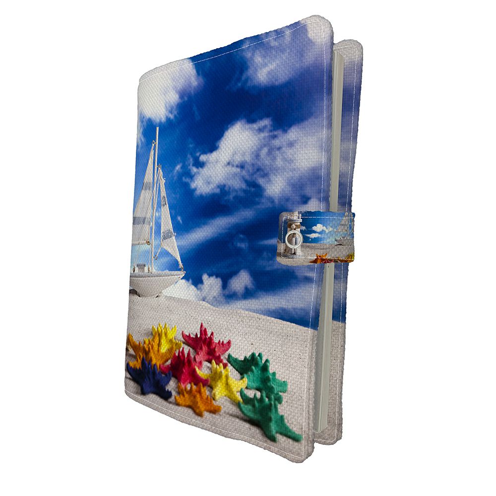 ECZJNT Sailboat On Sand Holiday Summer Beach Book Cover Book Protector ...