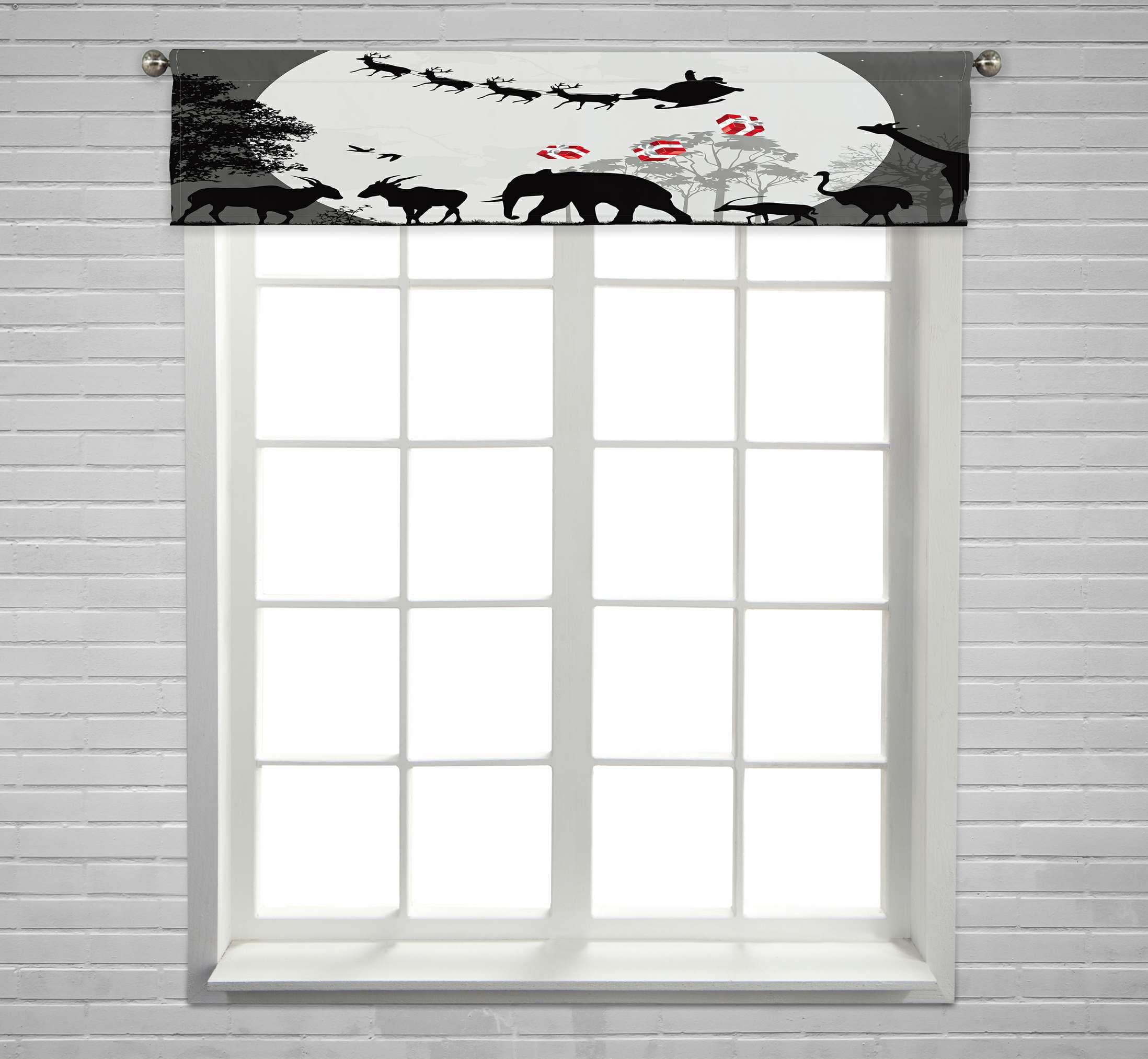 ECZJNT Santa Claus Merry Christmas Window Curtain Valance Rod Pocket ...