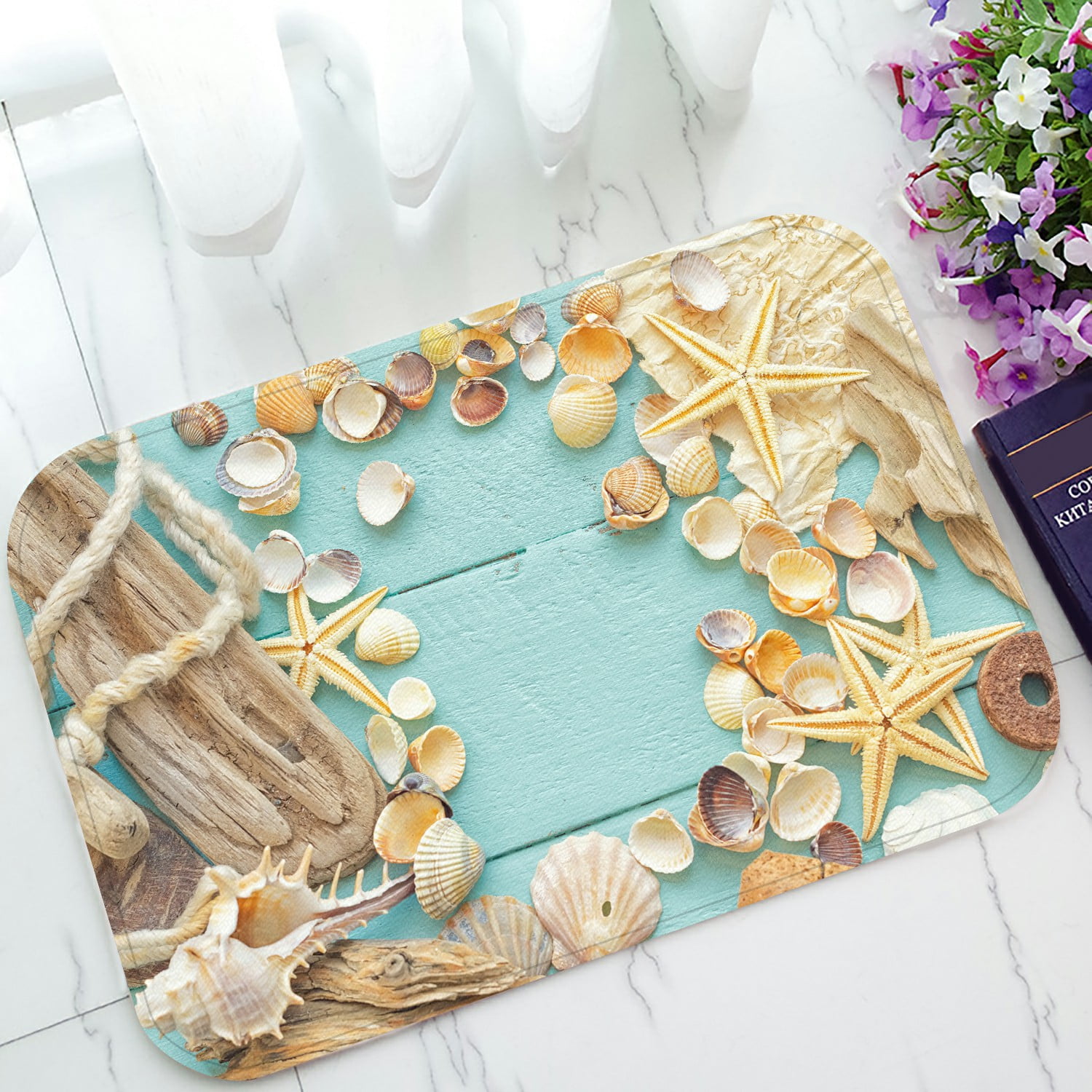 ECZJNT Sea Shells Welcome Doormat Bath Mat Rug Entrance Rug Floor Mats ...
