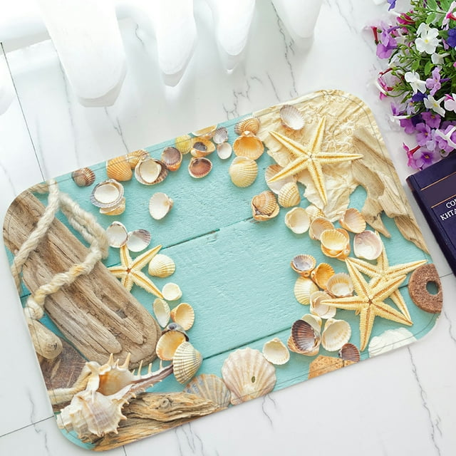 ECZJNT Sea Shells Welcome Doormat Bath Mat Rug Entrance Rug Floor Mats ...