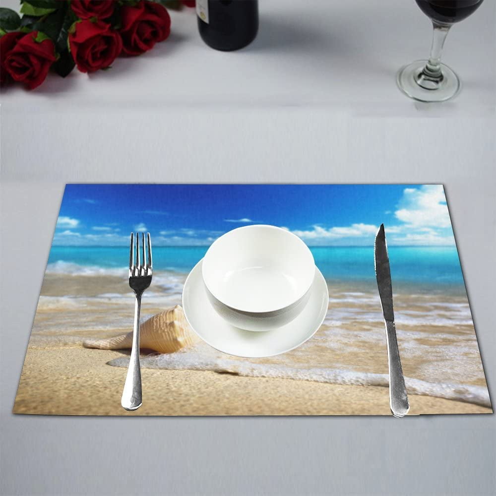 ECZJNT Seashell on Snady Beach Placemat Plate Holder Set of 2, Summer ...