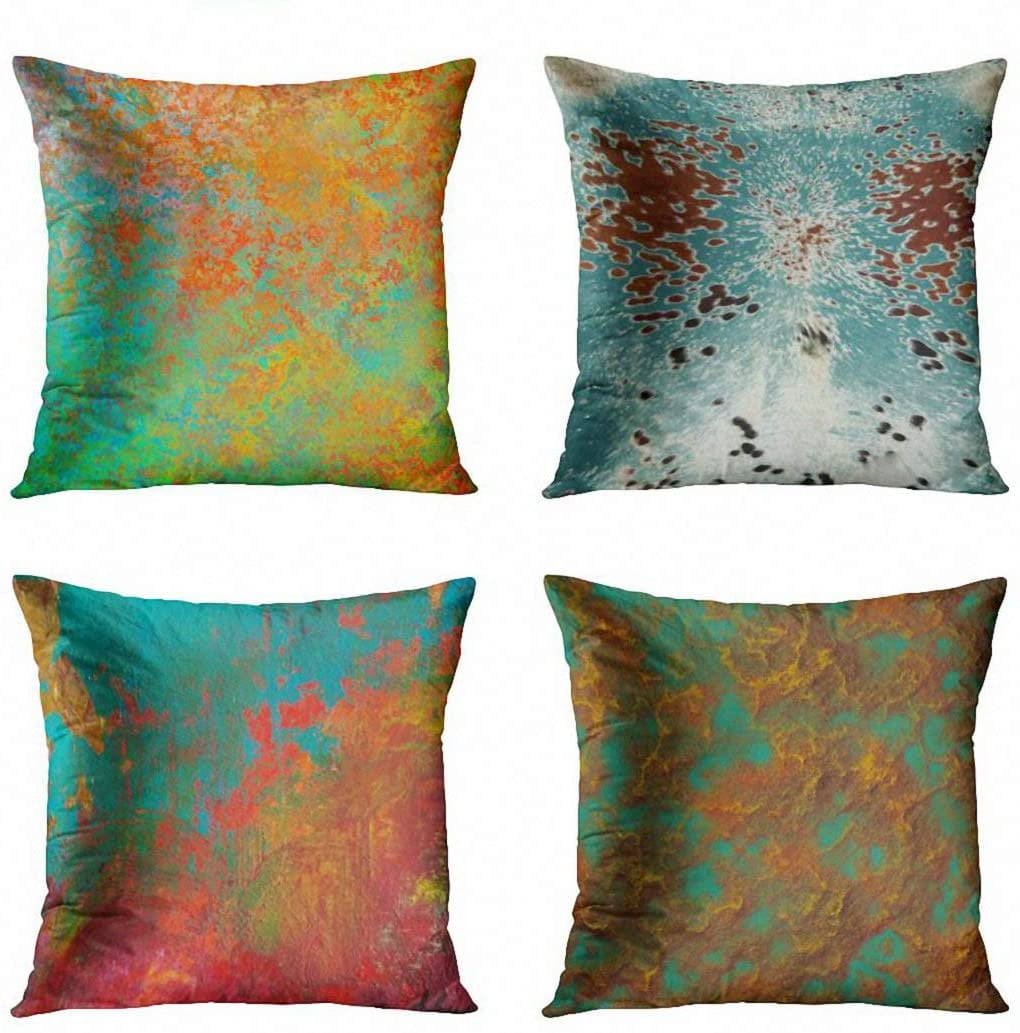 ECZJNT Set of 4 Pillow Cases Elegant Copper and Turquoise Modern ...
