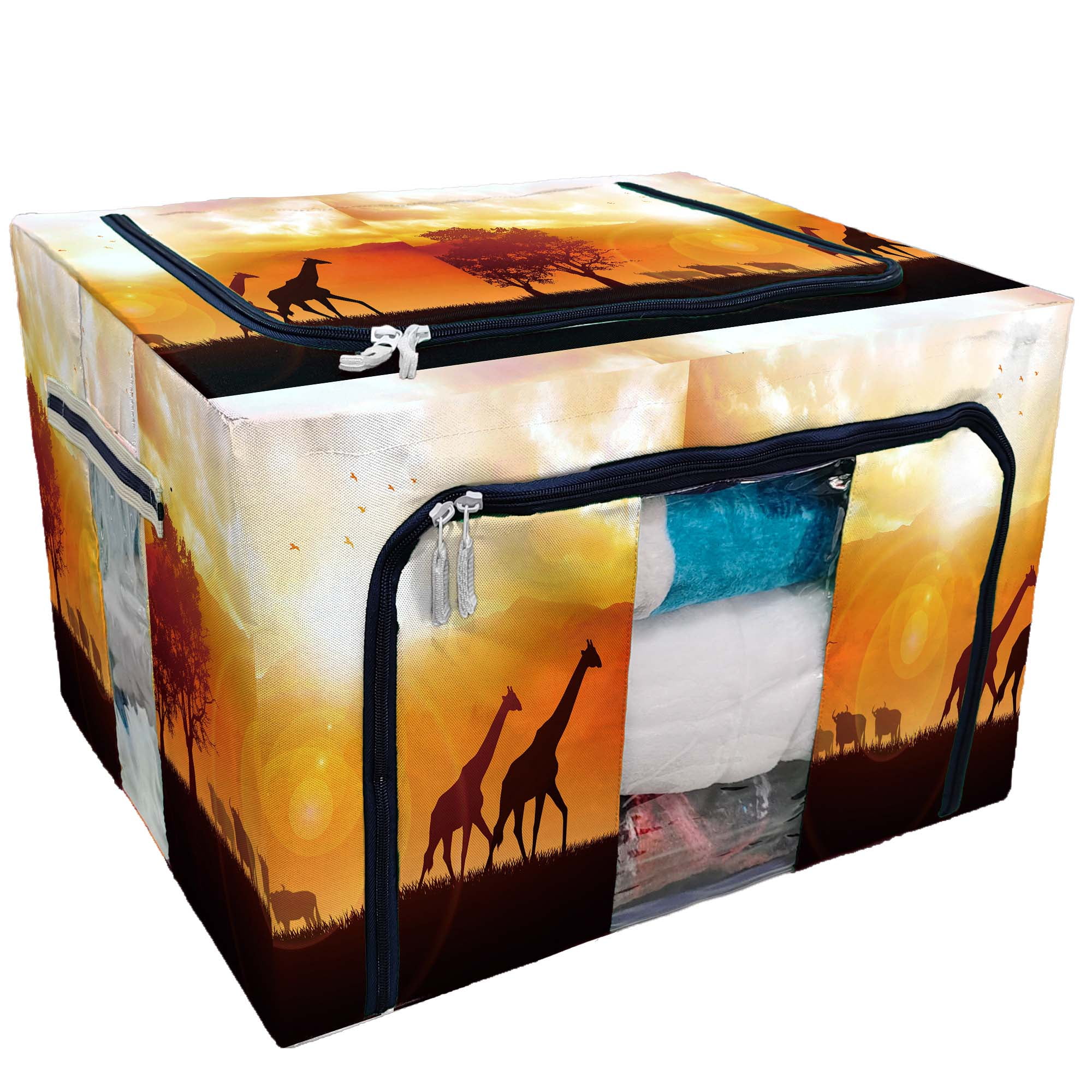 ECZJNT Silhouette of African wildlife Storage Bag Clear Window Storage ...