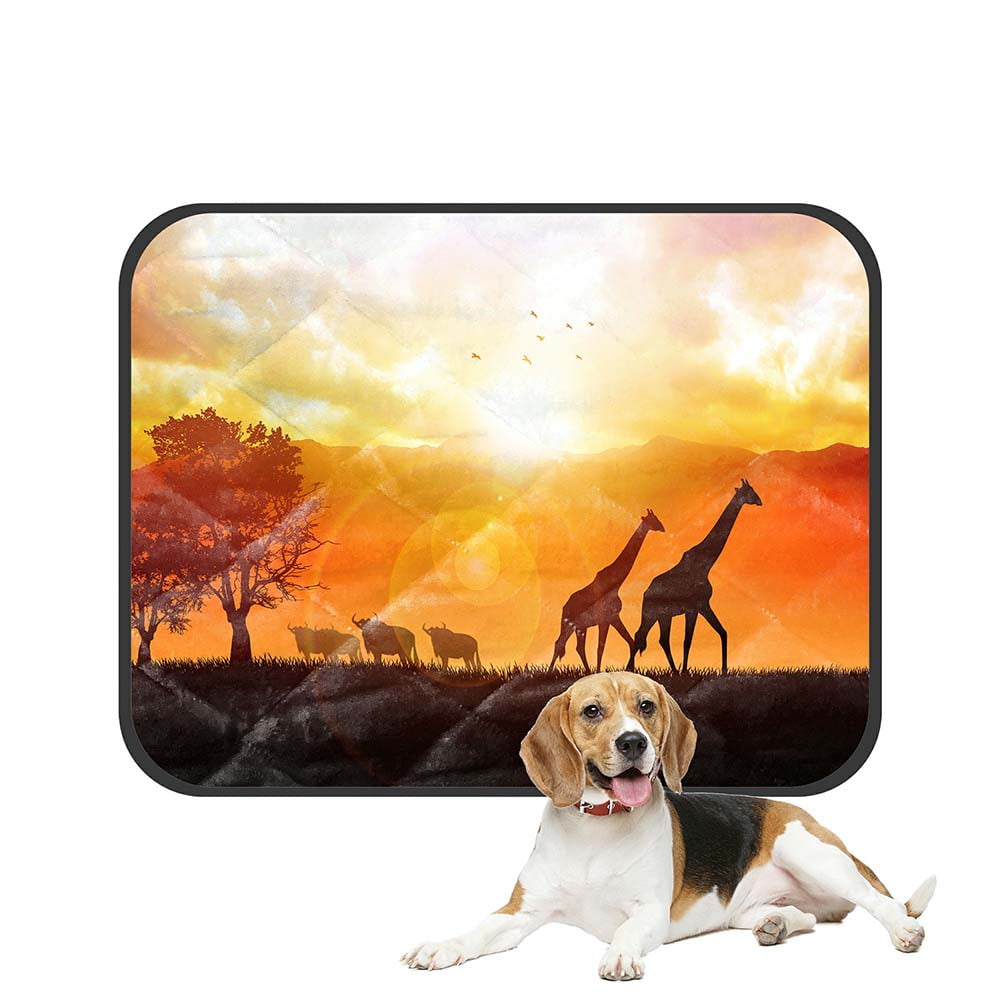 ECZJNT Silhouette Of African Wildlife Pet Dog Cat Bed Pee Pads Mat ...