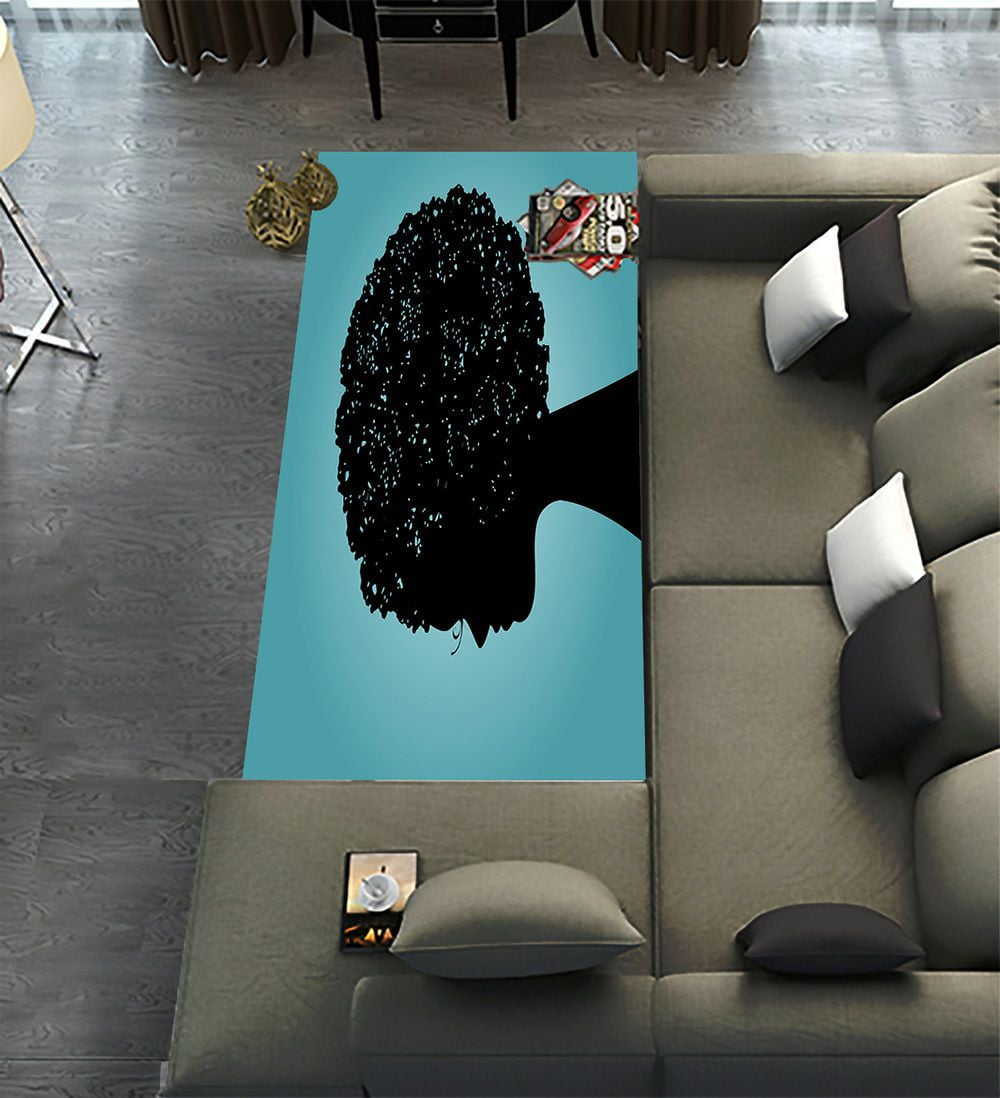 ECZJNT Silhouette Of Black Woman Afro Hairstyle Runner Rug 4 x 12ft ...