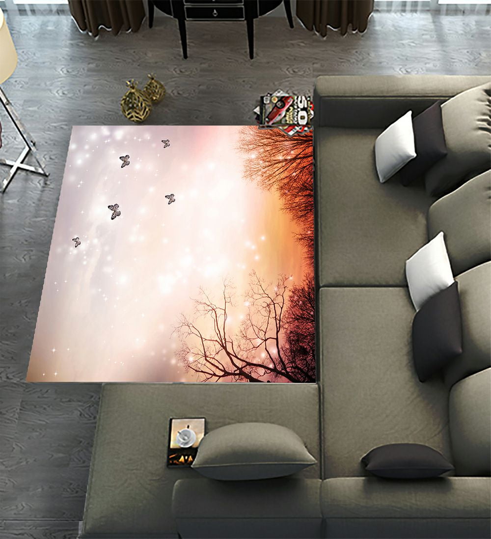 ECZJNT Small Butterflies Trees Red Sky Area Rugs 5 x 8ft Floor Carpet ...