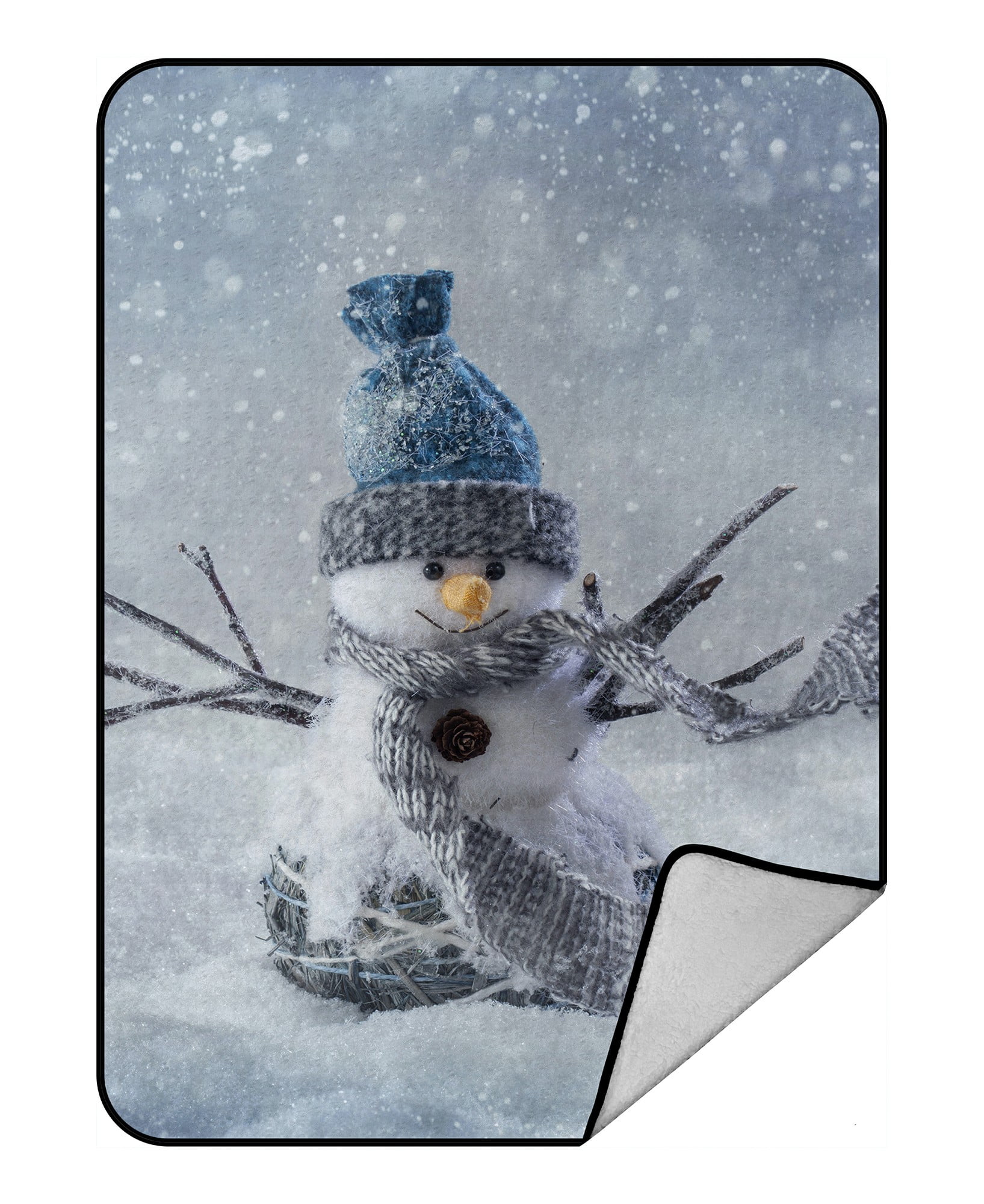 ECZJNT Smiling snowman standing in the snow Throw Blanket Fleece ...