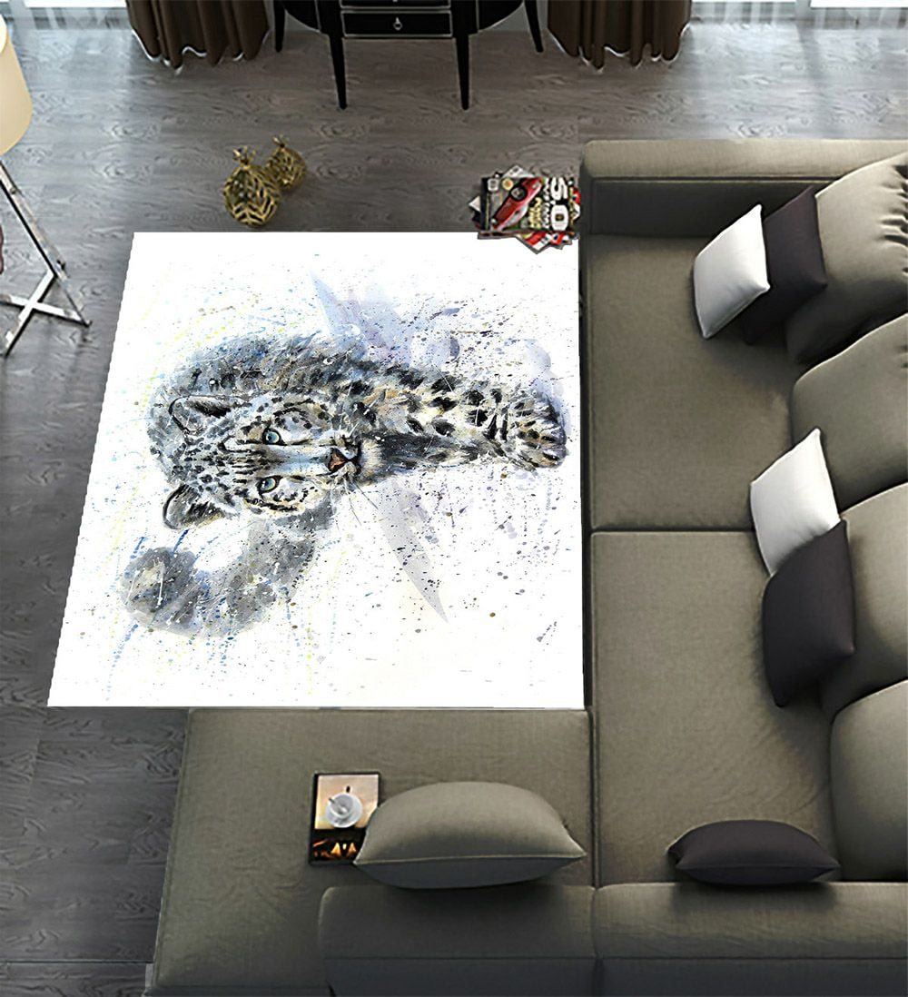 ECZJNT Snow Leopard Animals Wildlife Area Rugs 5 x 8ft Floor Carpet Mat ...