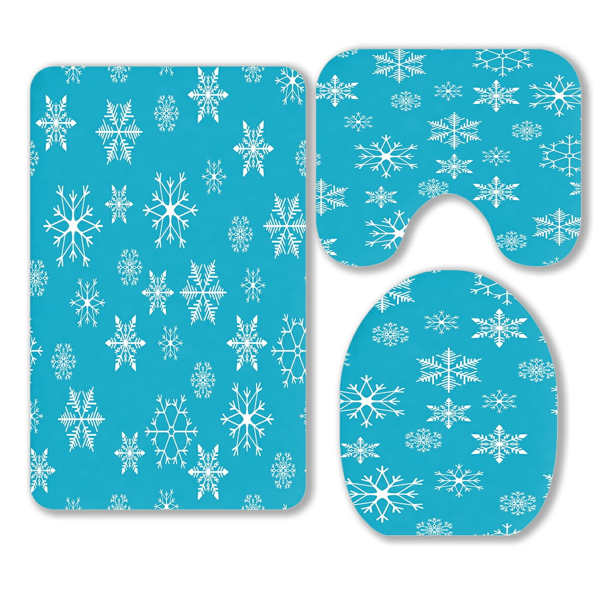 ECZJNT Snowflake 3 Piece Bathroom Rugs Set Bath Rug Contour Mat and ...